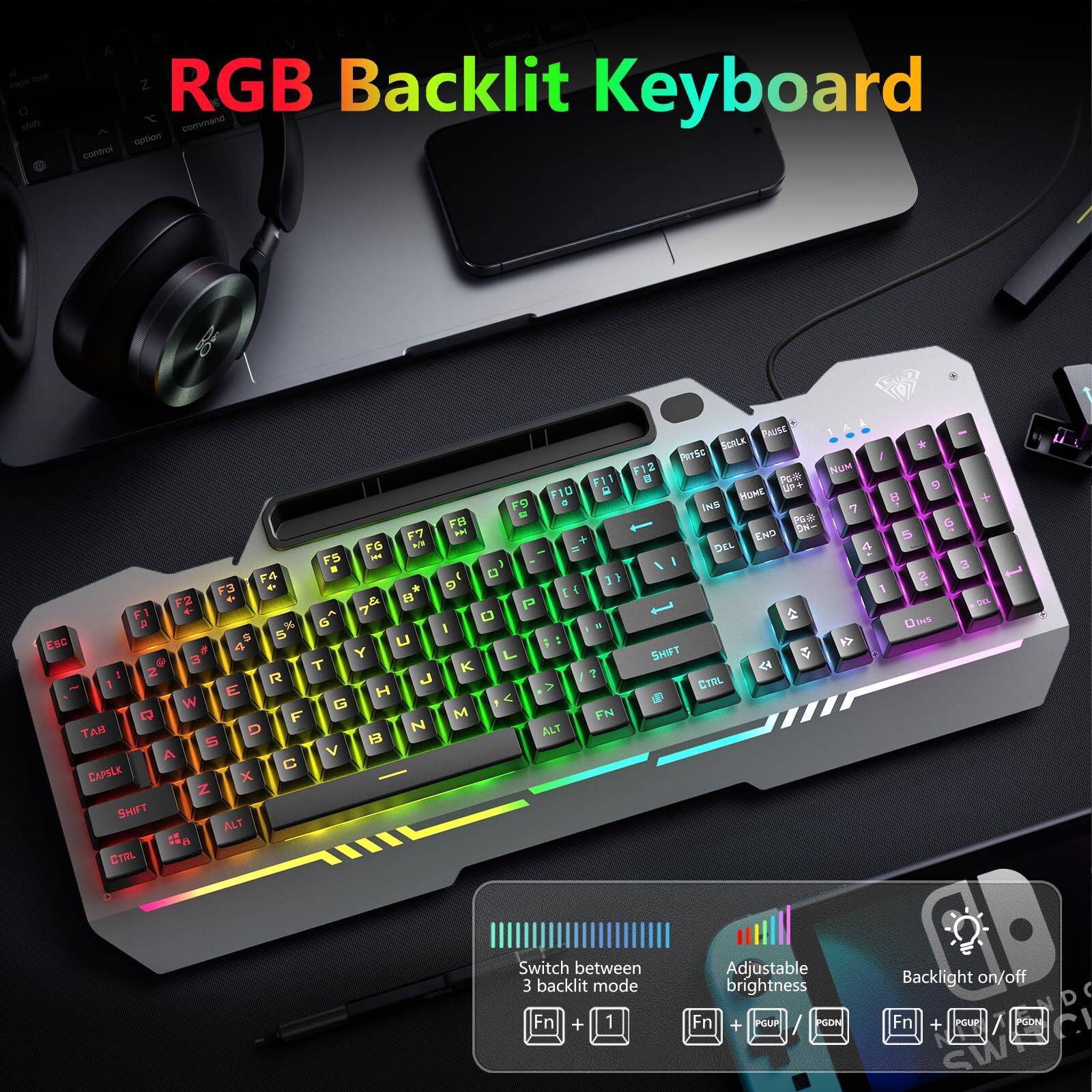 Live At Space T102 104 Keys Gaming And Mouse Combo With Rgb Backlit ...