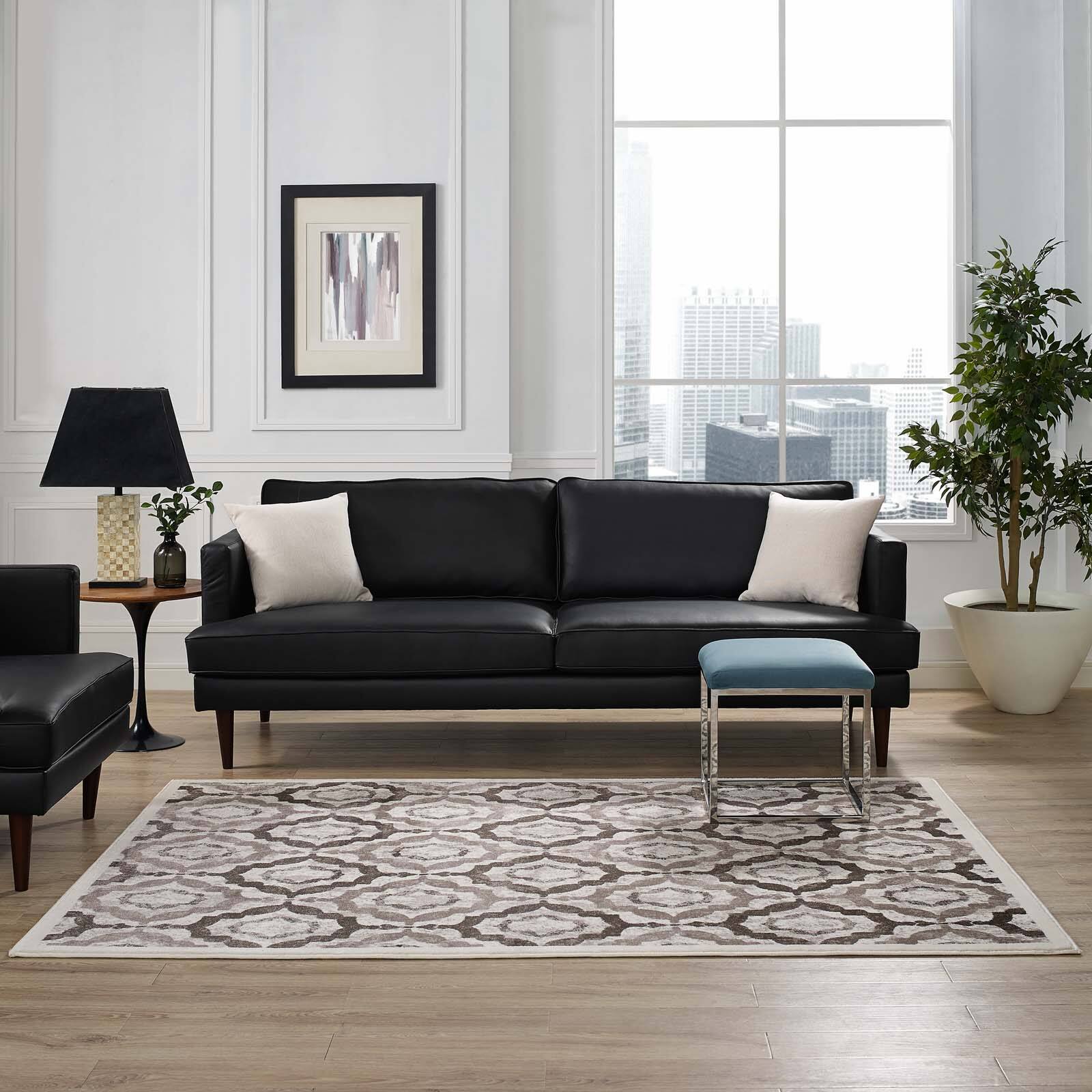 Modway Kalinda Rustic Vintage Moroccan Trellis Area Rug Brown Beige and ...