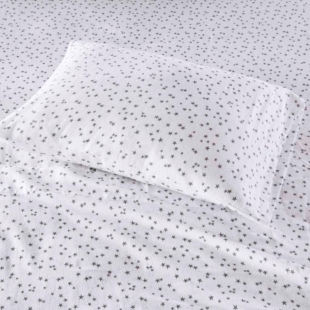Gracie Mills Atticus Cotton Flannel Printed Sheet Set Grey Stars 1451-02DI - Best Buy