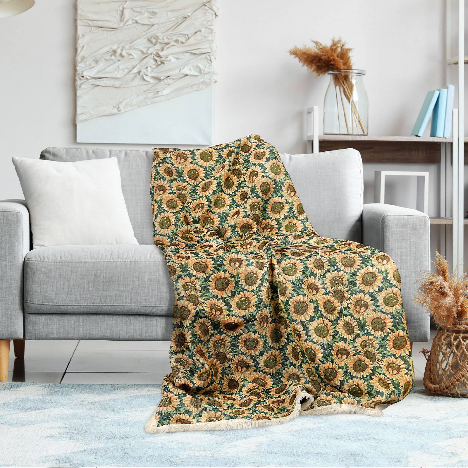 Oumilen 59x70.8in Rectangle Sunflower Tablecloth with White Fringe ...