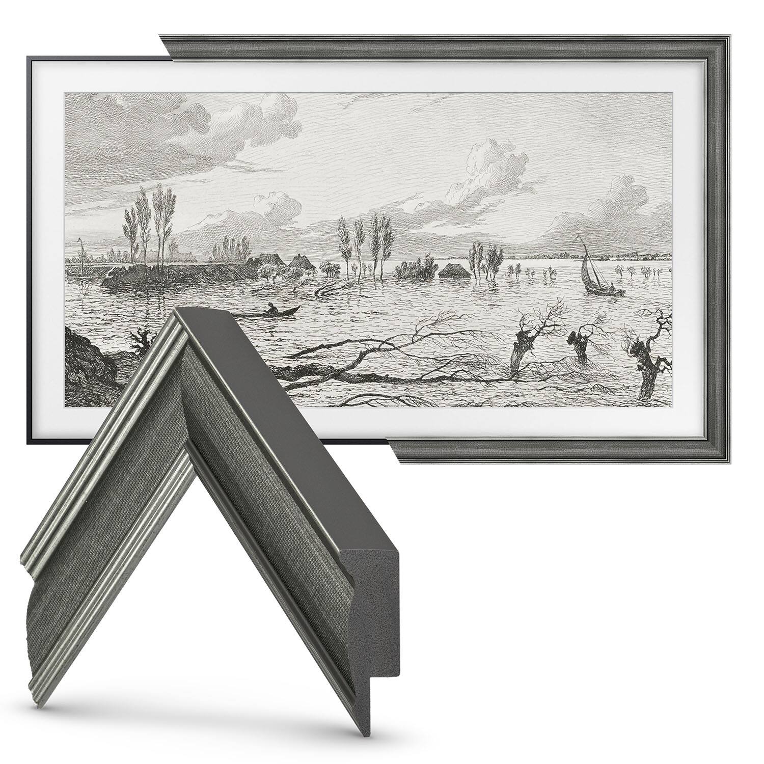 Deco TV Frames 43" Slim Bezel for Samsung The Frame TV Industrial Iron FRM-SF-P6368-43-2021 ...