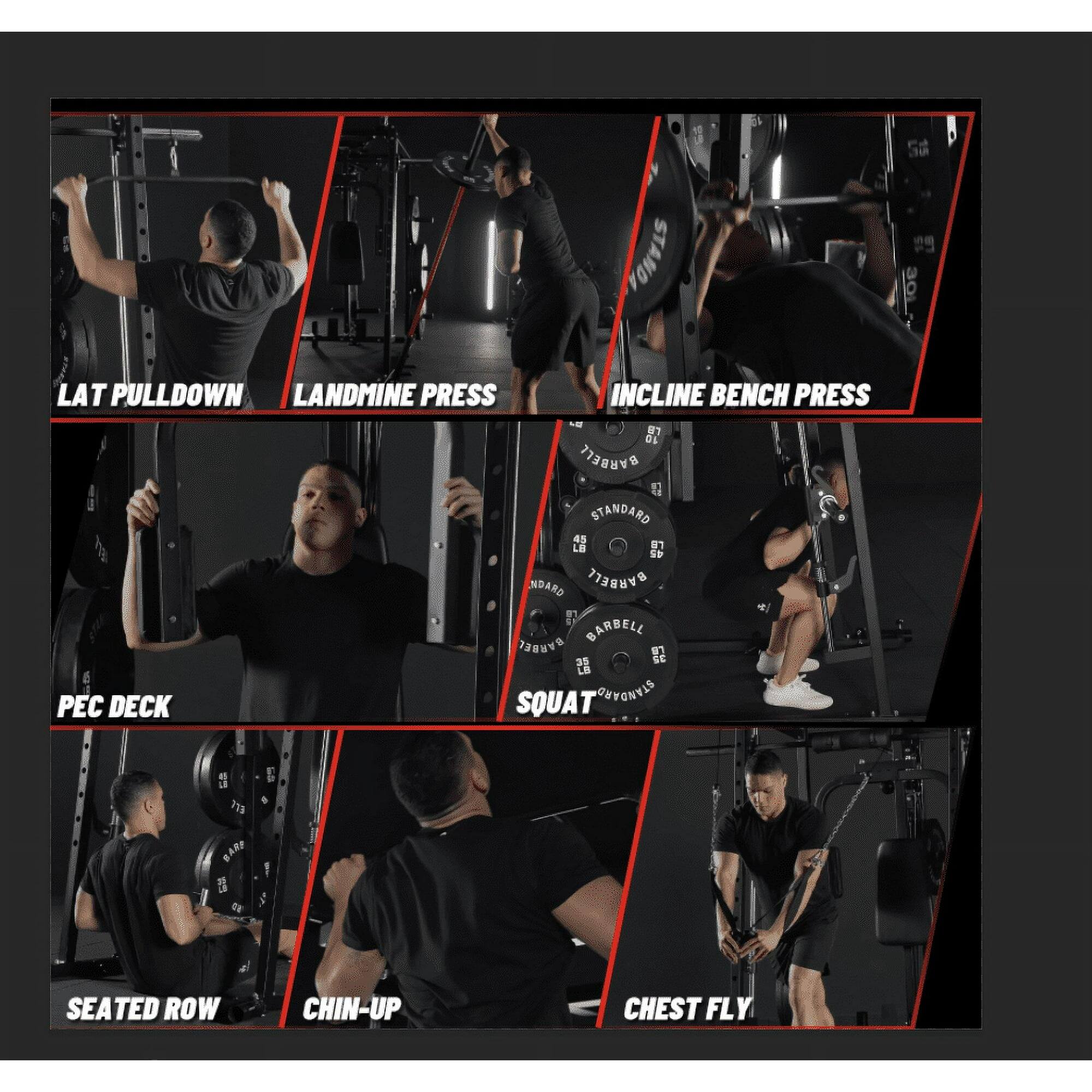 Mikolo Smith Machine, 2000LBS Power Cage Squat Rack, Chest Fly Machine ...