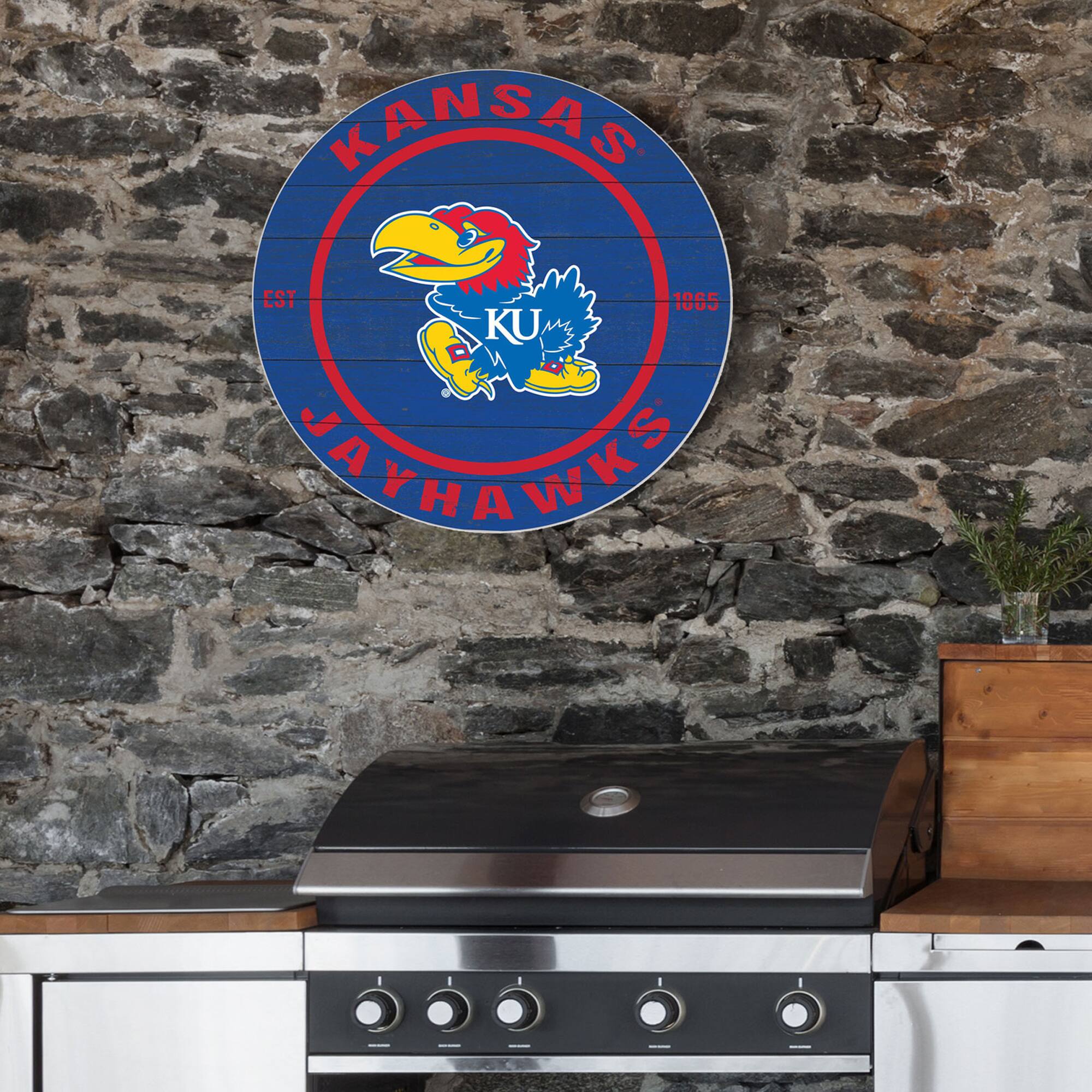 Jardine Kansas Jayhawks 20'' x 20'' Indoor/Outdoor Circle Sign Blue ...