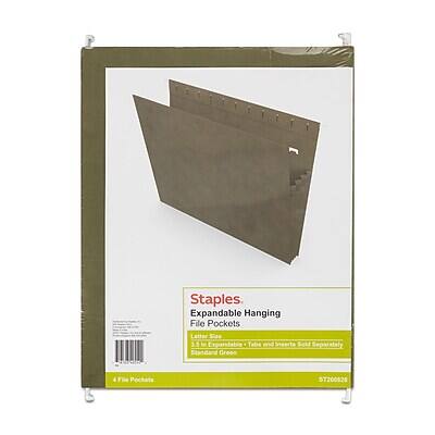 Staples Hanging File Pockets, 3.5" Expansion, Staight Cut, Letter Size ...