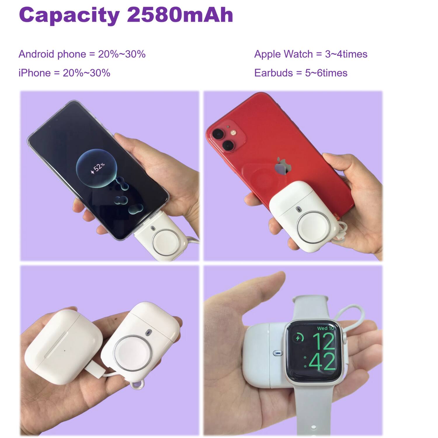 Stock Preferred 3 in 1 Portable Wireless Power Bank for Apple Watch, iPhone 15 & Android Black ...