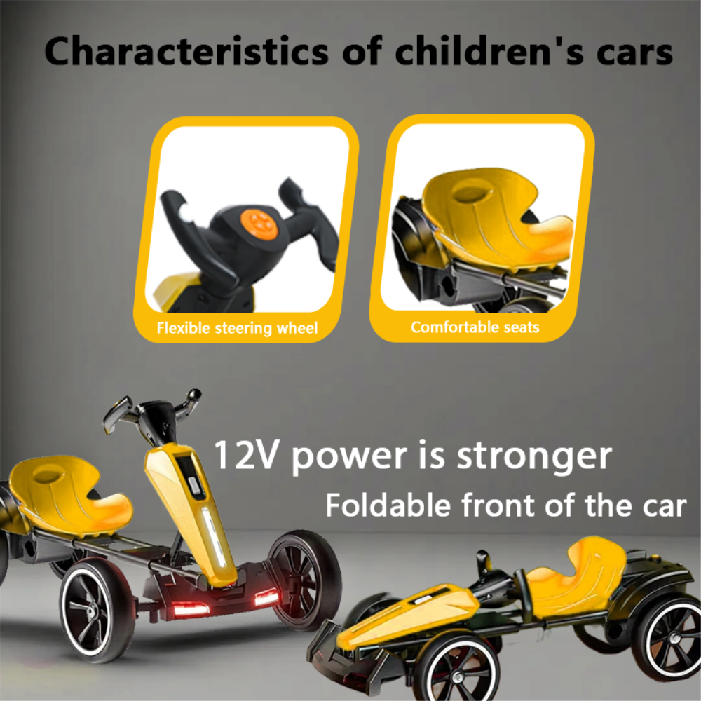 BreeBe 12V Kids Electric Pedal Go Kart, Foldable, Outdoor Ride On Toy w ...