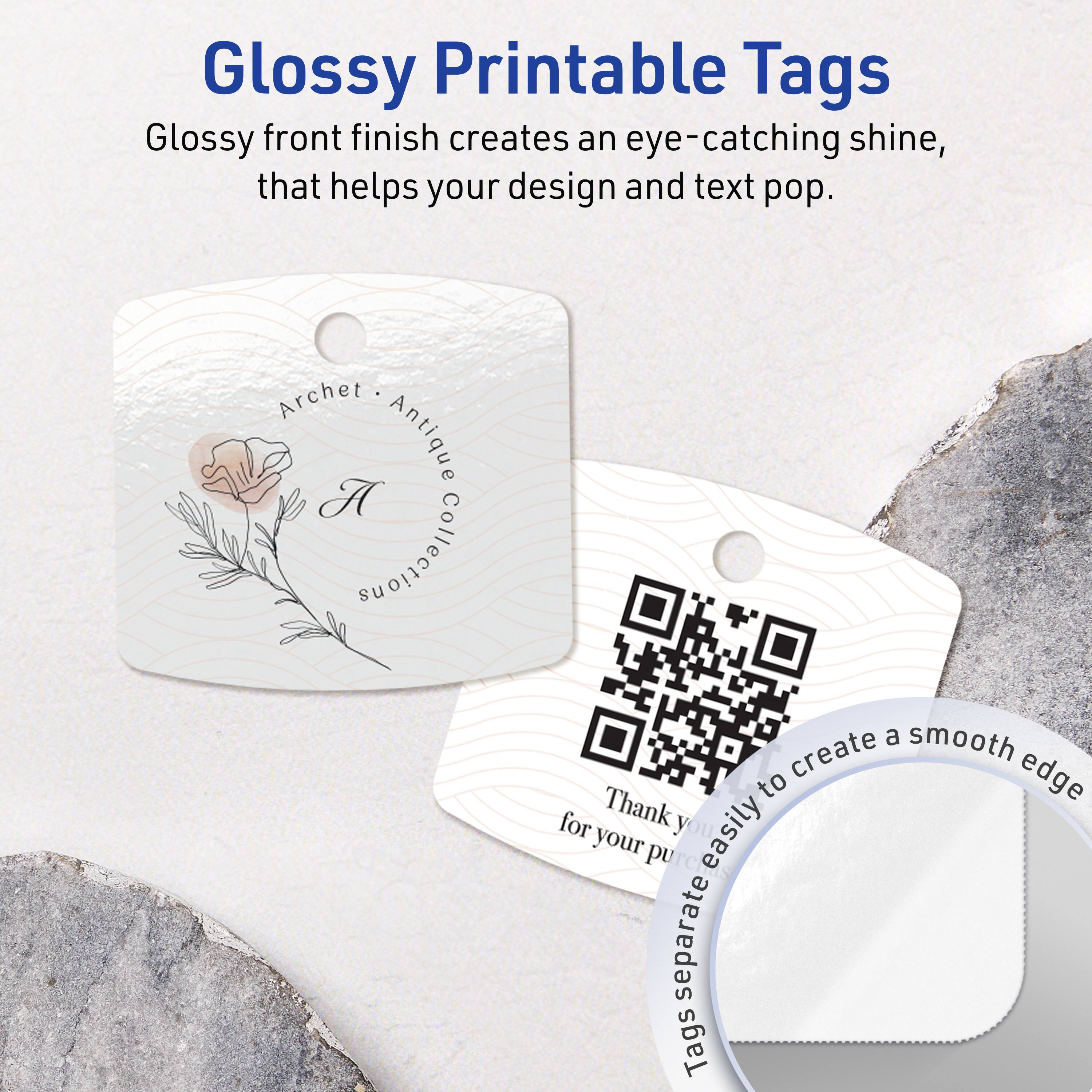 Avery Arched Square Tags, 2" x 2 3/16", Glossy 300 Total White 95393 ...