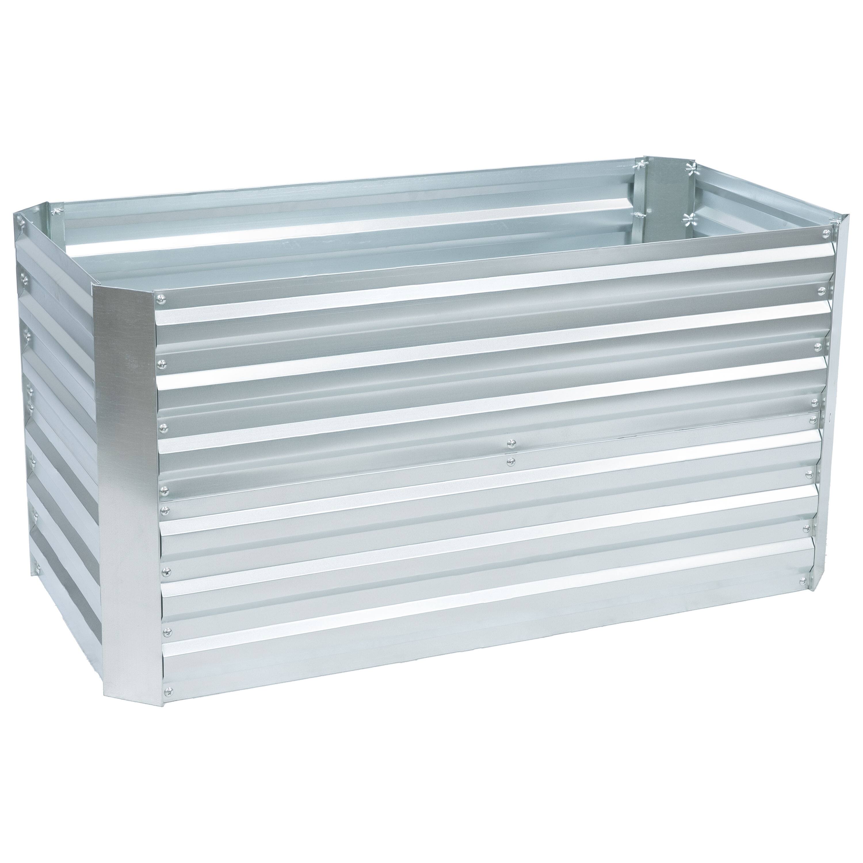 Sunnydaze Rectangle Galvanized Steel Raised Bed 4 x 2 x 2 Silver NPH ...