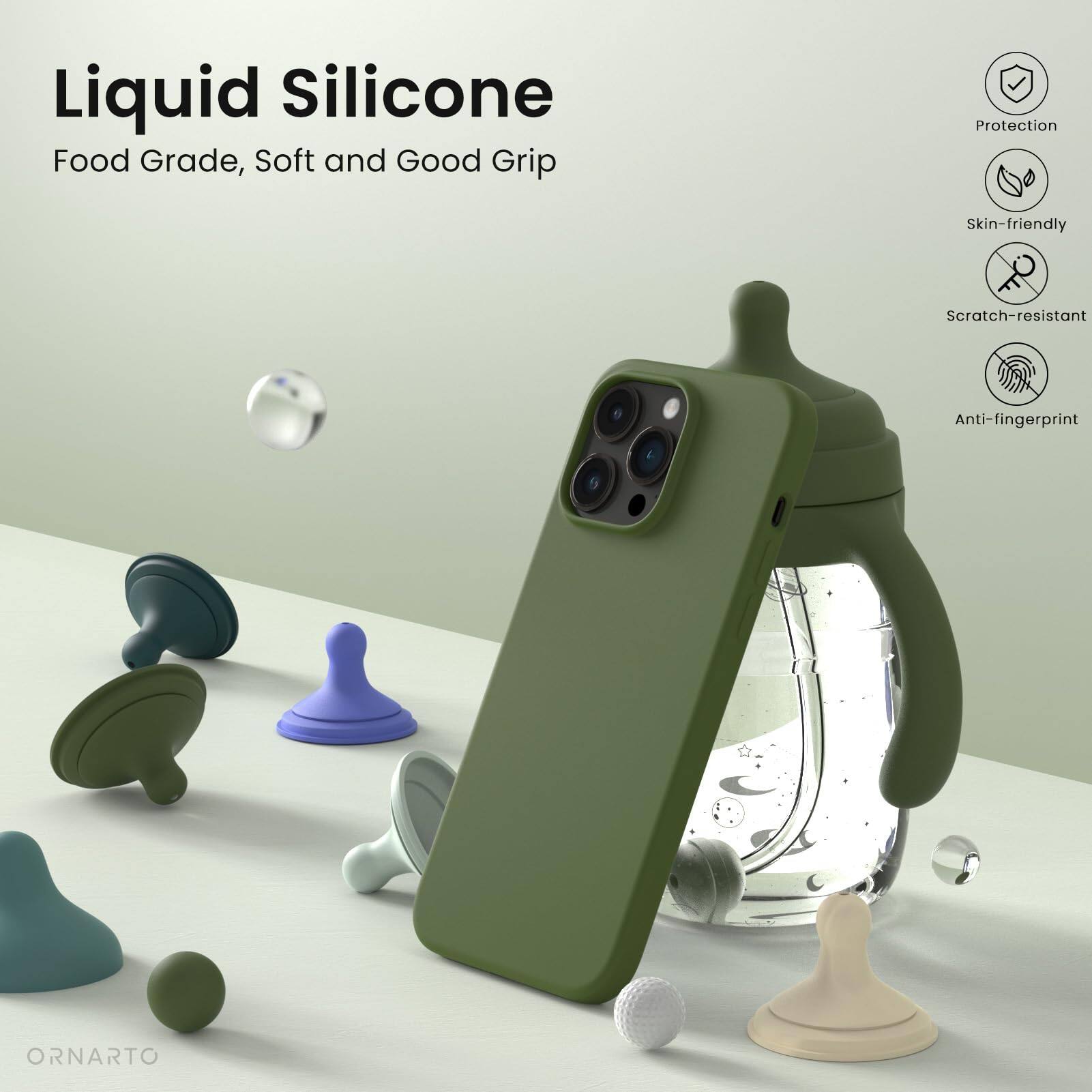 Ornarto Designed for iPhone 14 Pro Case 6.1", Slim Liquid Silicone 3 ...