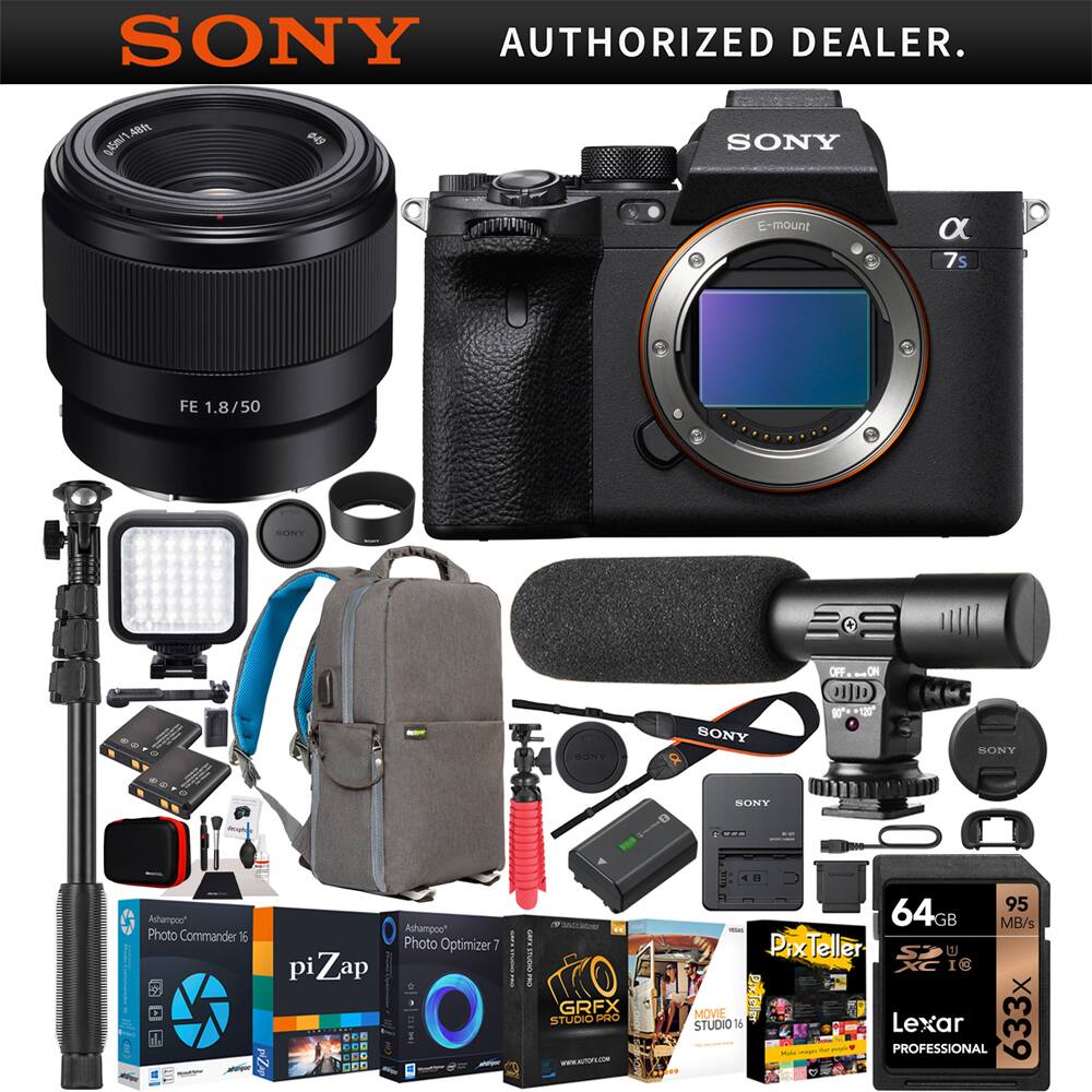 Sony a7s III Mirrorless 4K Camera Body + FE 50mm F1.8 Lens Kit + Backpack Bundle ILCE7SM3/B ...