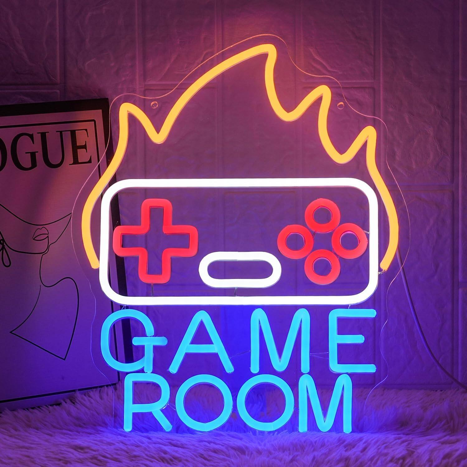 Auledio Game Room Neon Sign for Wall Decor Gamer Neon Light Flame Neon ...