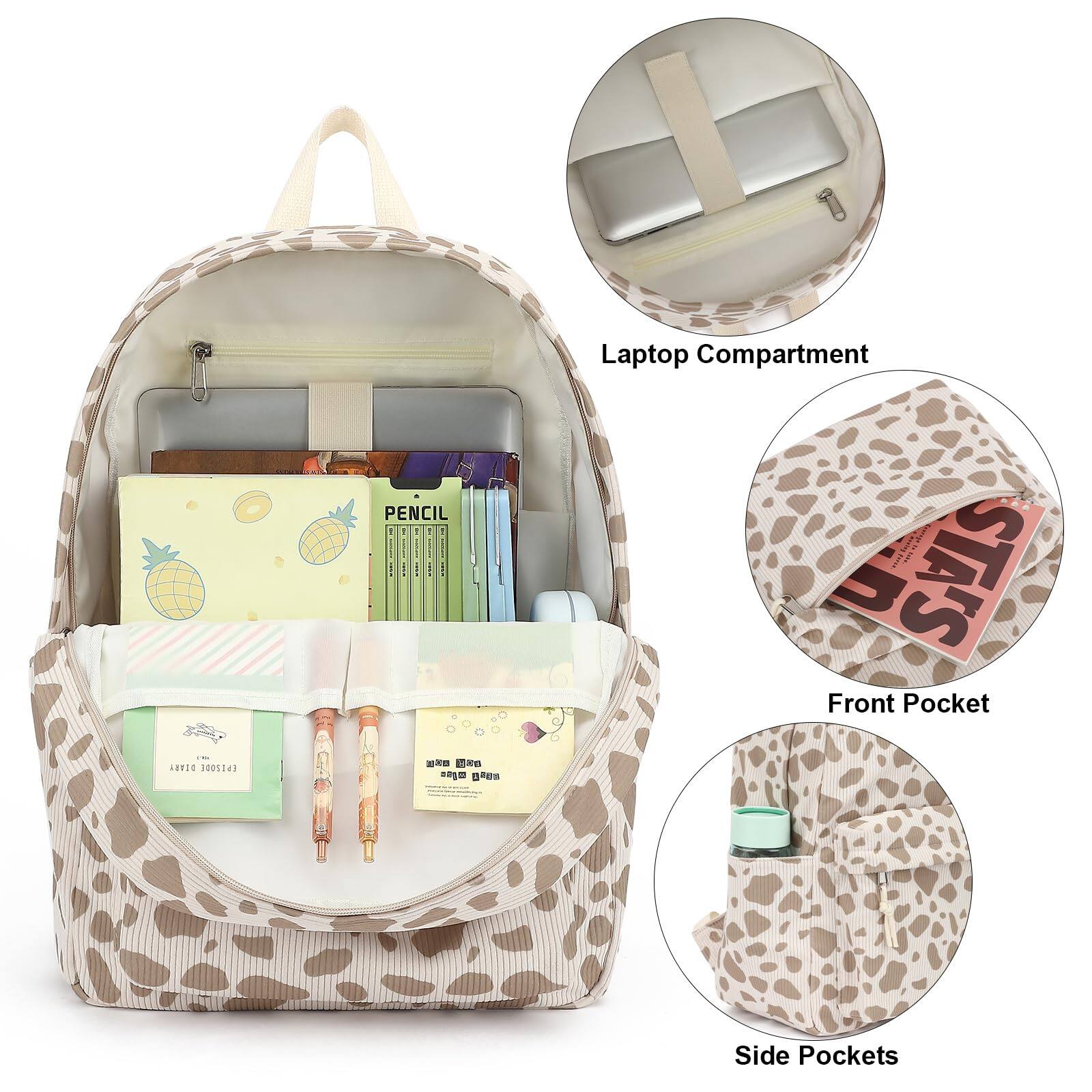 Pacoar Cade Corduroy Backpack For School Women College Bookbags Travel ...