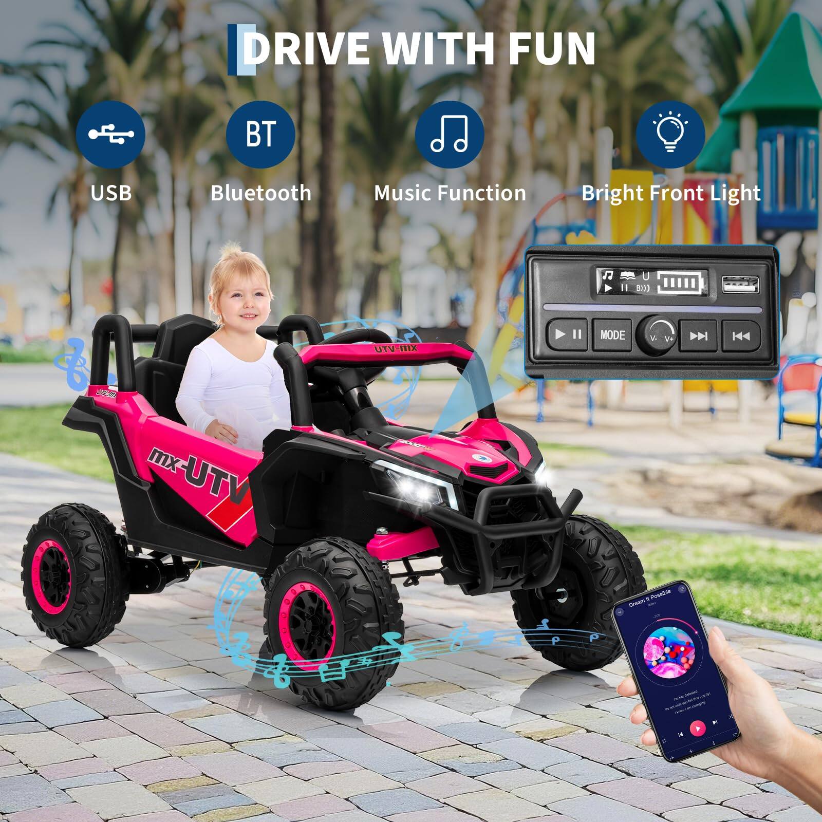 GARVEE 12V Kids UTV Buggy Electric Ride On Car with Parental Remote ...