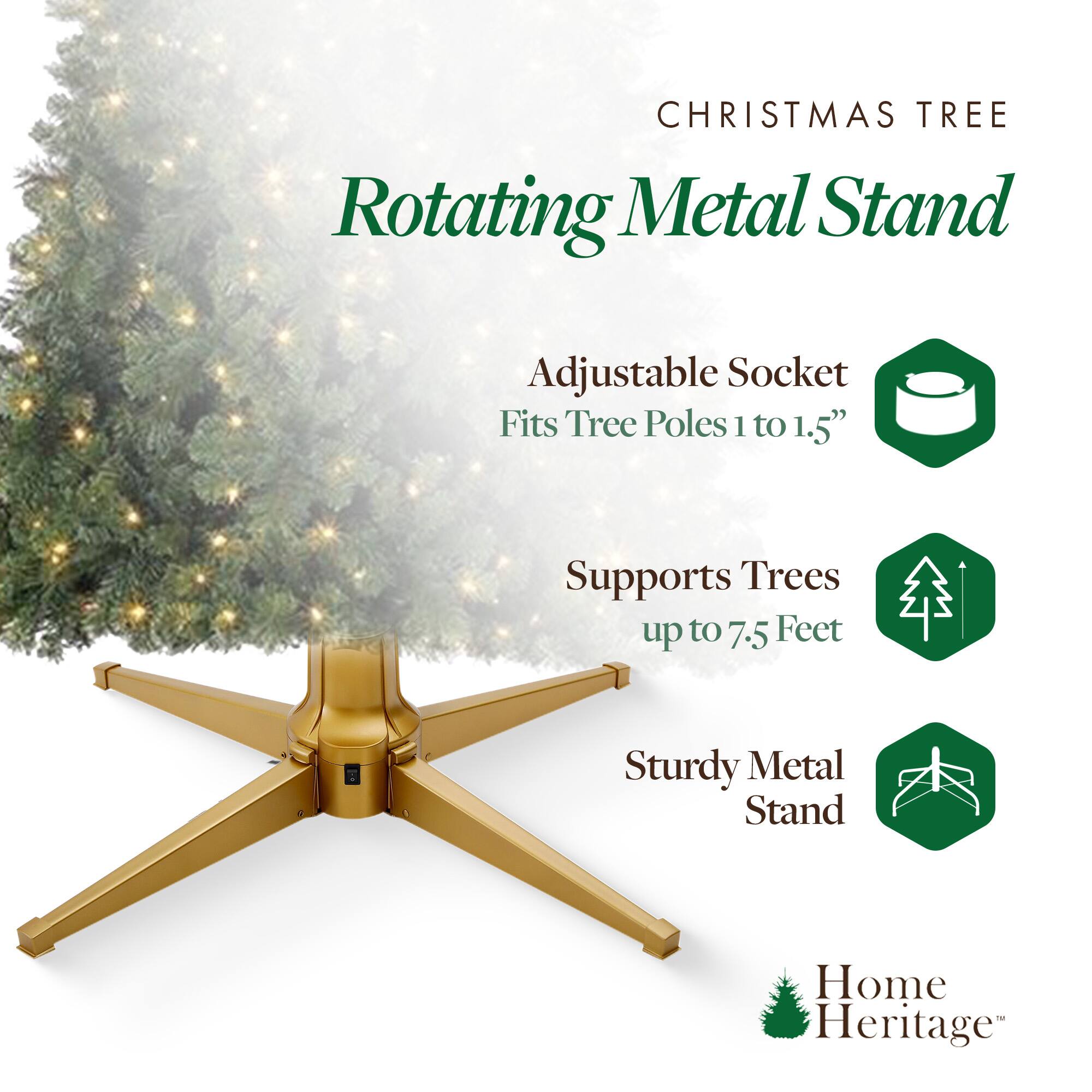 Home Heritage Metal Rotating Christmas Tree Stand for Holiday Trees Up ...