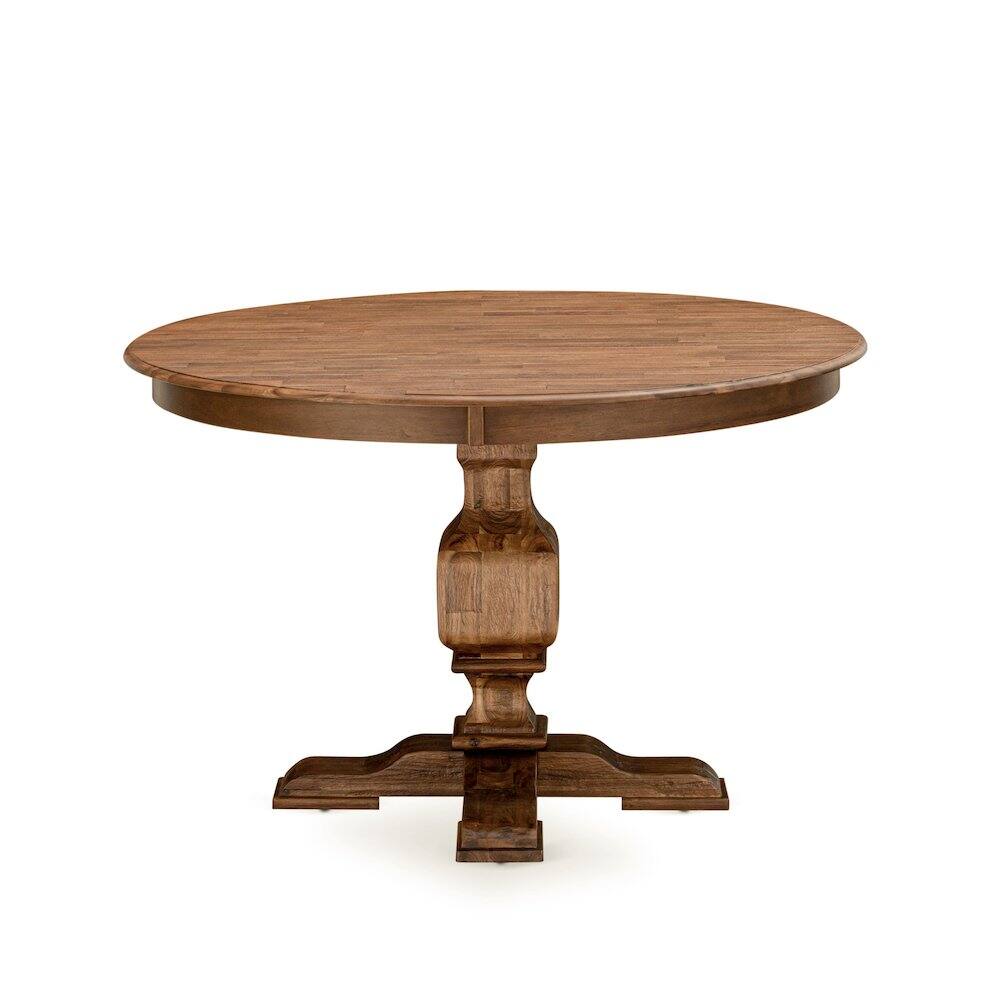 East West Furniture FERRIS Round Dining Table with Pedestal, Rustic ...