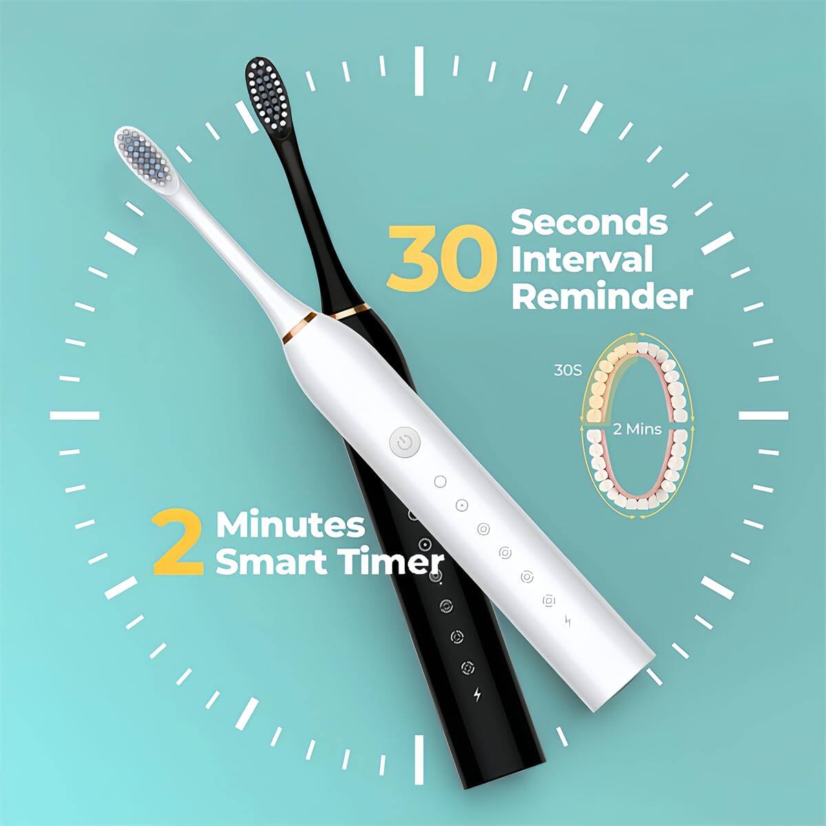Cozy Serene Electric Toothbrush For Adults And Sonic Powerd With 8 ...