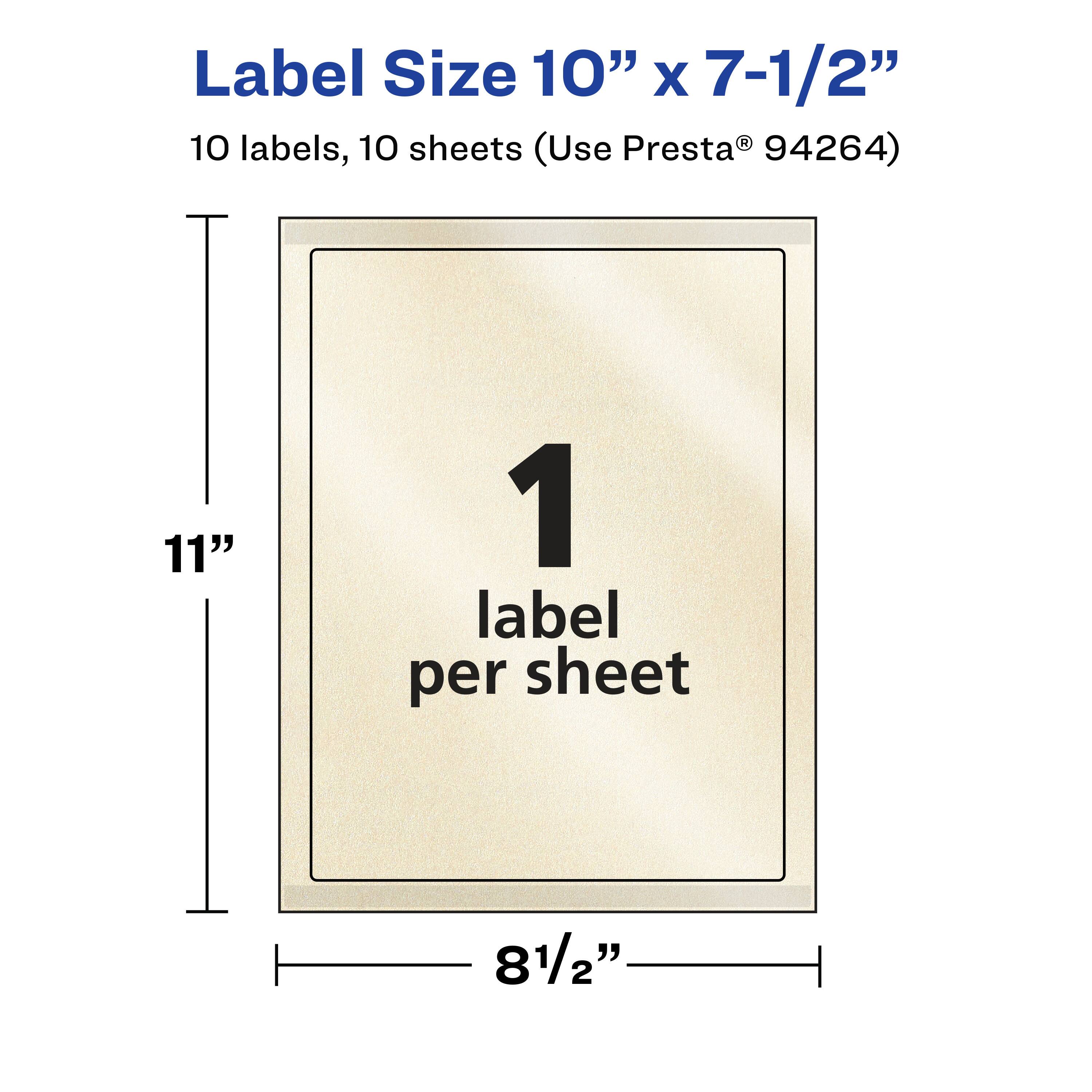 Avery Pearlized Ivory Rectangle Labels, 10" x 7.5", 10ct White 94264 ...