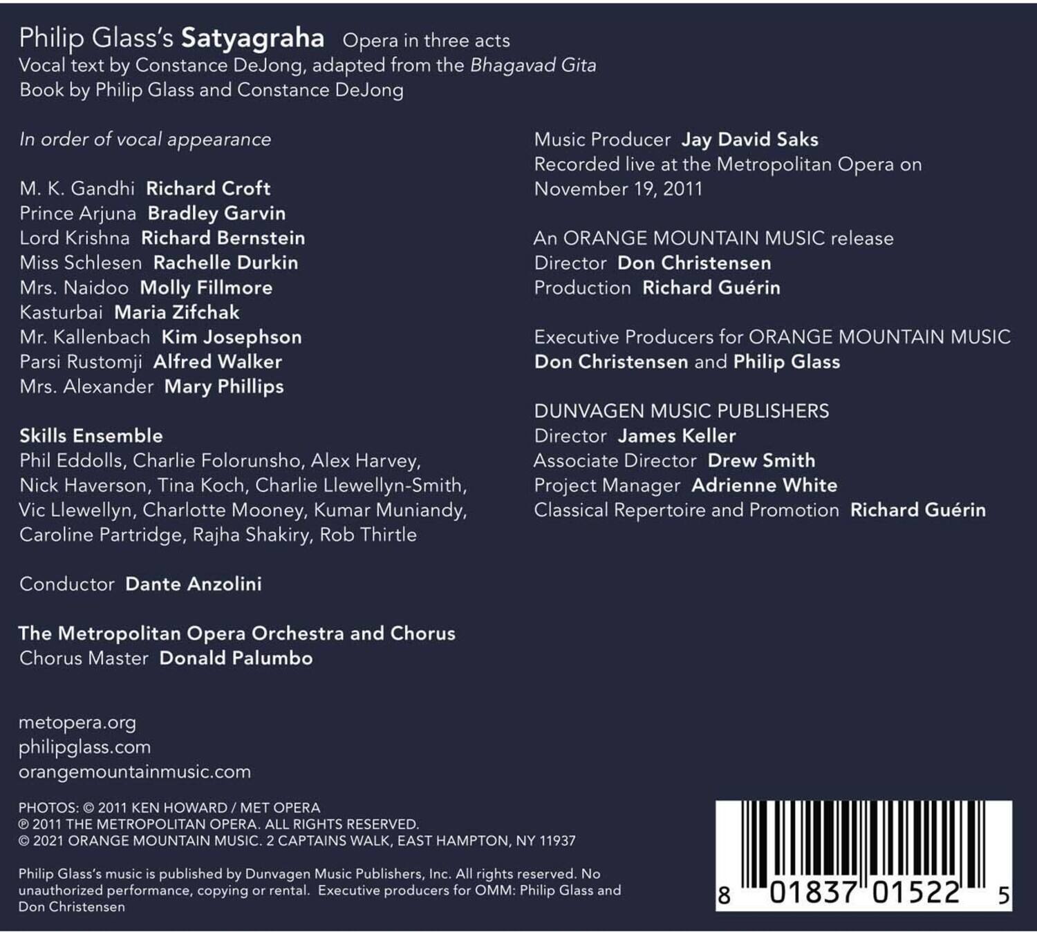 Metropolitan Opera Glass: Satyagraha COMPACT DISCS [CD] - Best Buy