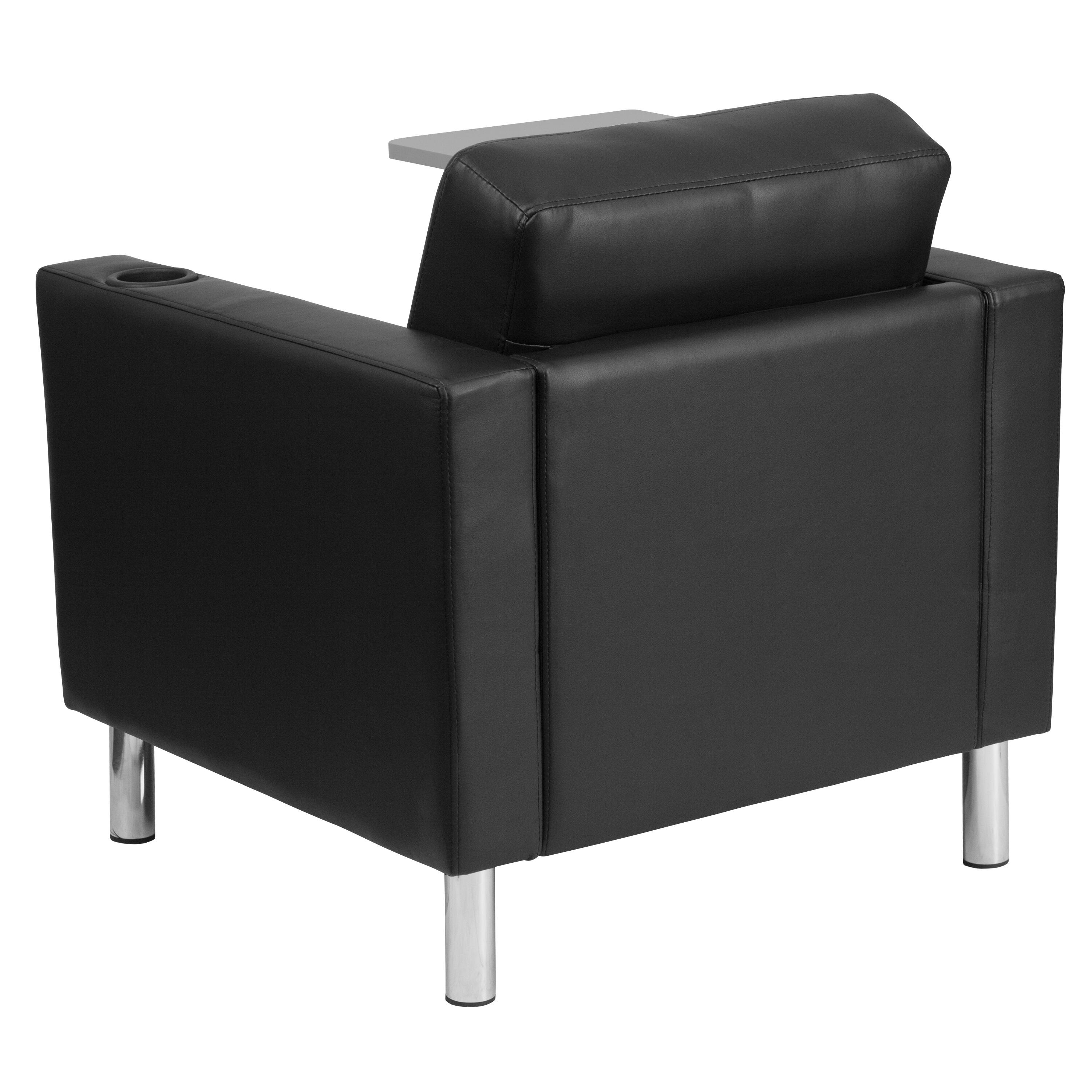 Emma + Oliver Guest Chair with Tablet Arm, Tall Chrome Legs and Cup ...