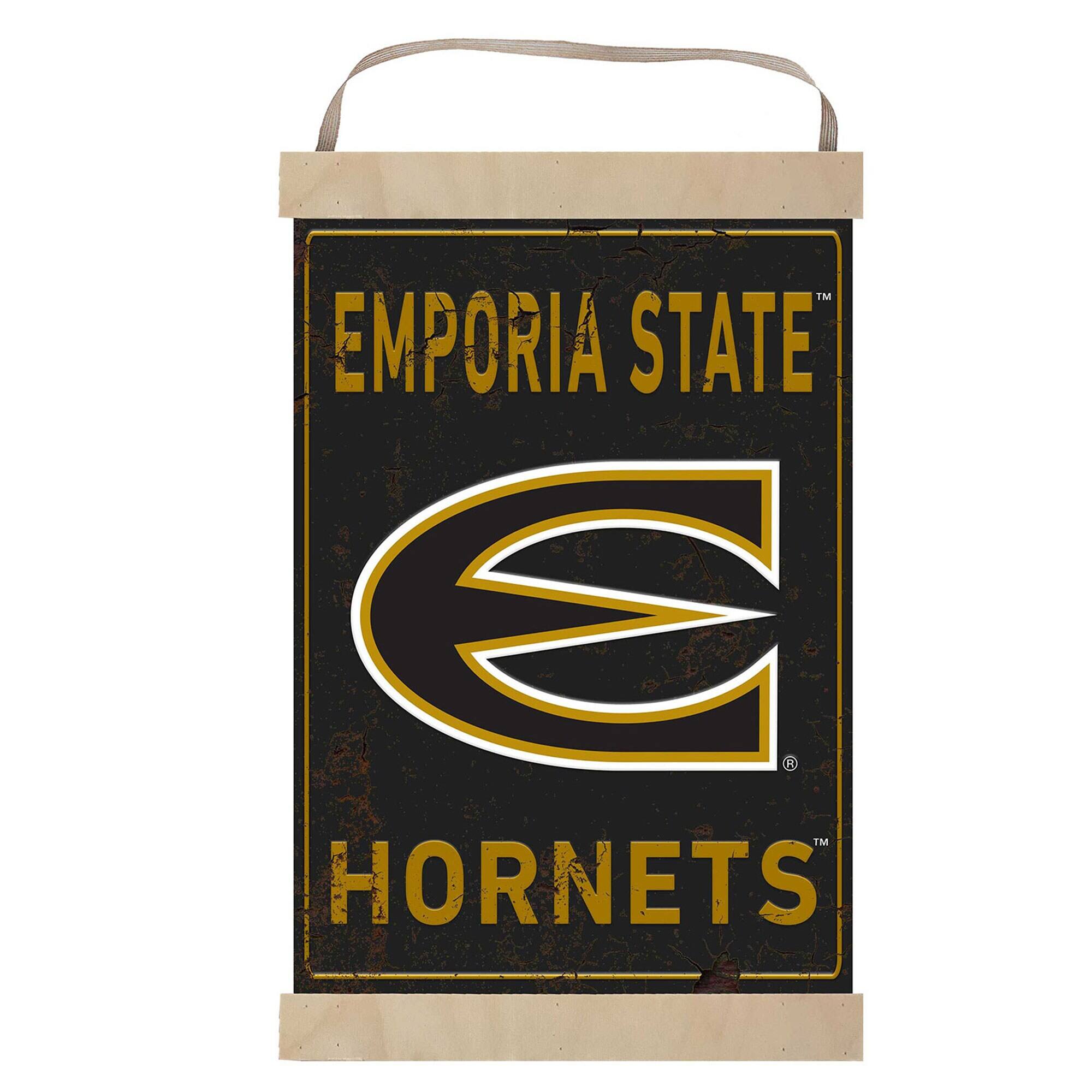 Jardine Emporia State Hornets Reversible Retro Logo Banner Sign Black ...
