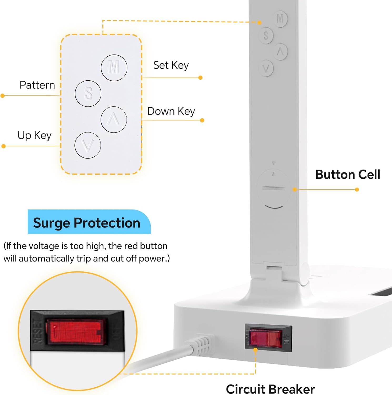 The Best Inks Desk Lamp light LED USB Smart Power Strip with Outlets Ports Type Small Surge ...