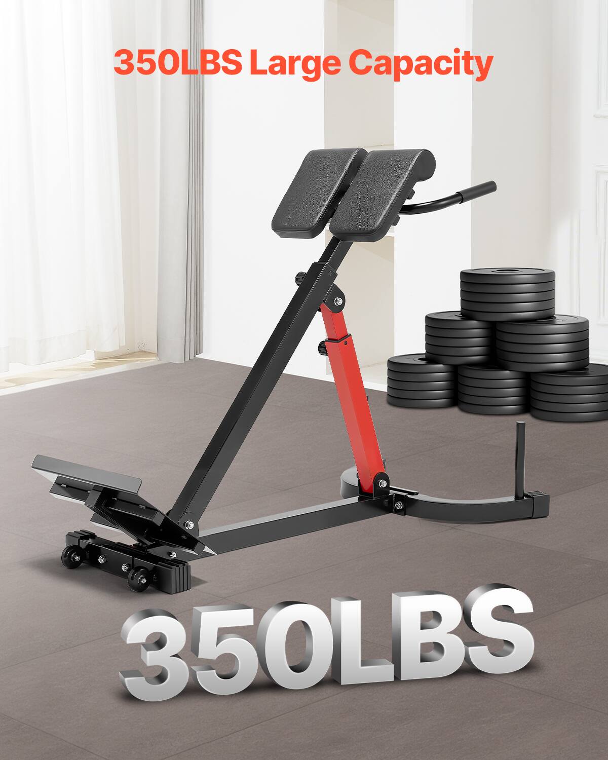 VEVOR Roman Chair Hyperextension Bench, 350 lbs Adjustable Extension ...