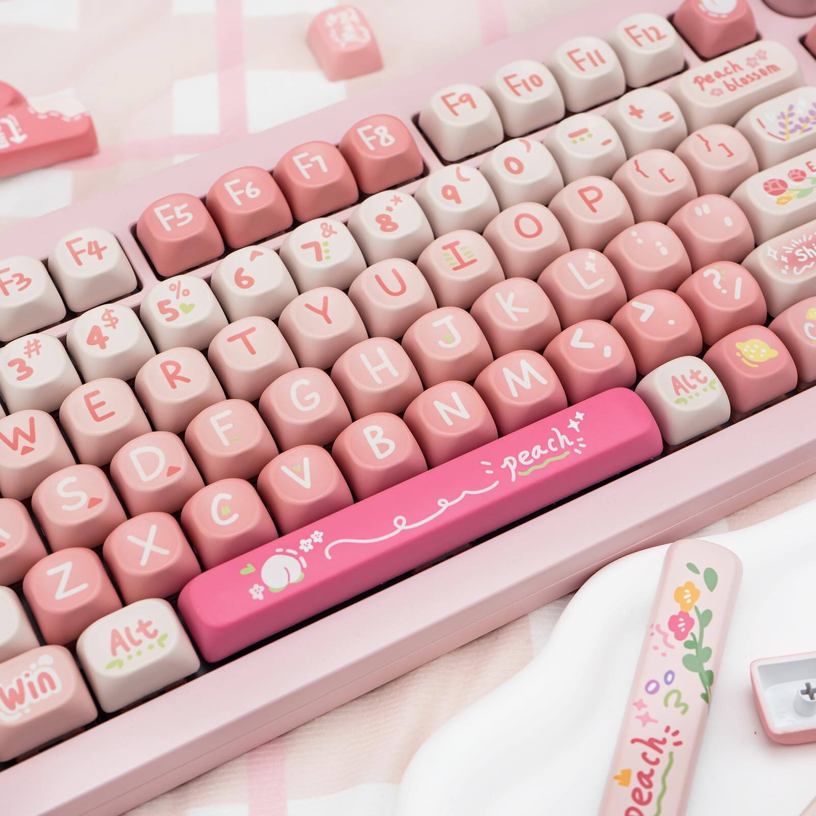 Live At Space 134 Key Peach Pbt Keycap Set Moa Profile Dye sublimation Cute Keycaps For Cherry ...