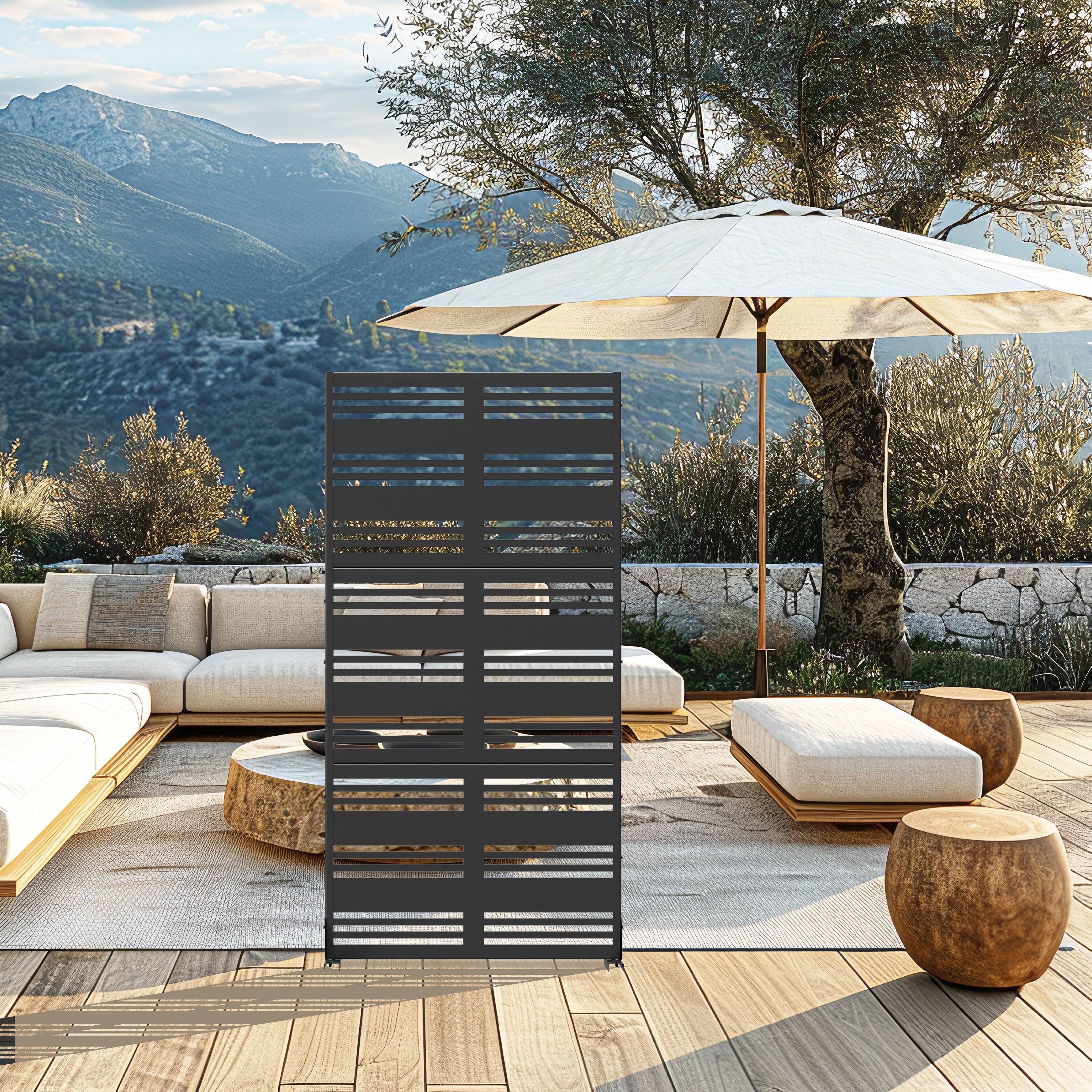 PexFix 72 in. x 35 in. Harold Pattern Metal Outdoor Privacy Screen ...