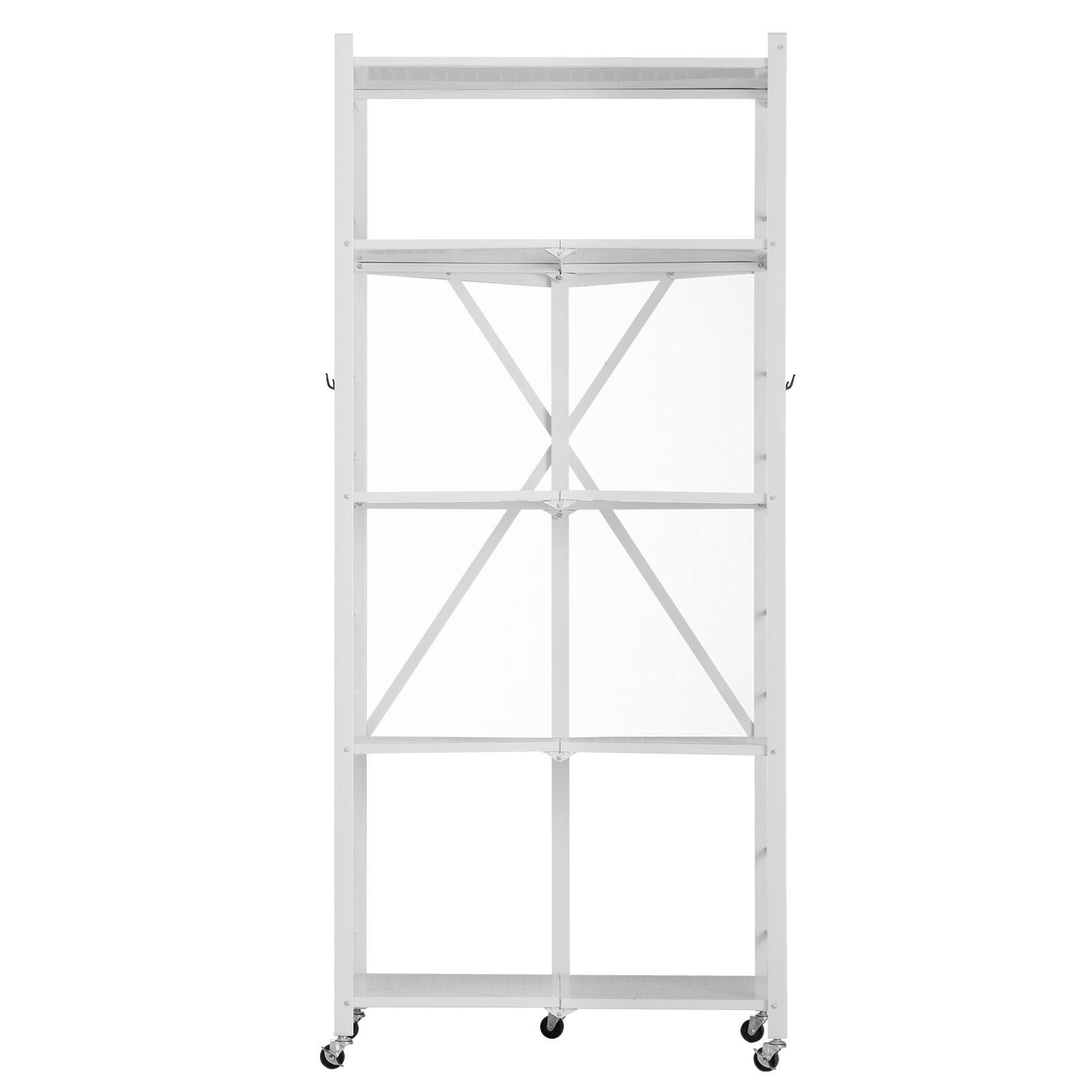 VEVOR 5 Tier Foldable Storage Shelf, 28Wx15Dx64H Inch Folding Metal ...