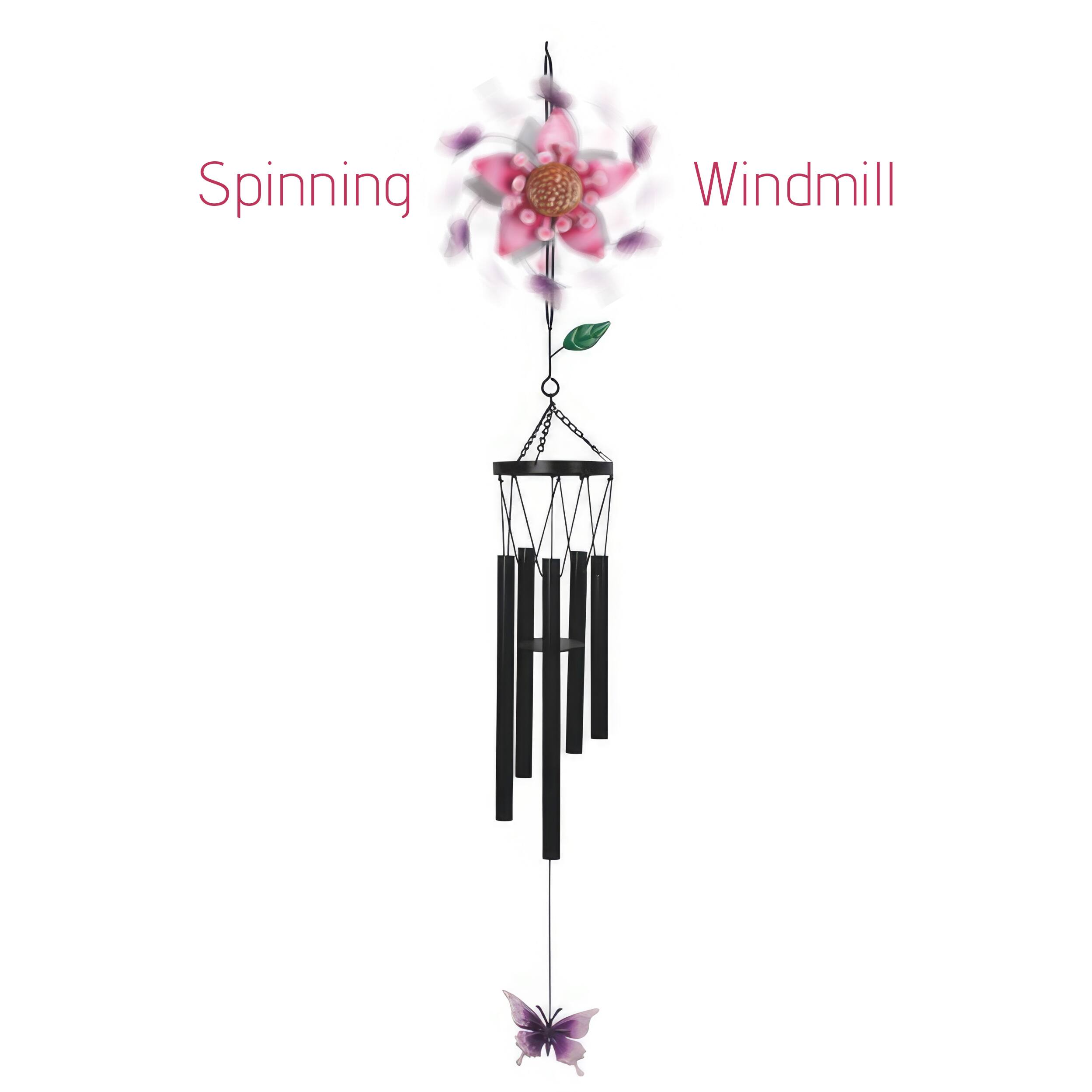 FC Design 41"Long Spinning Windmill Flower with Butterfly Wind Chime ...