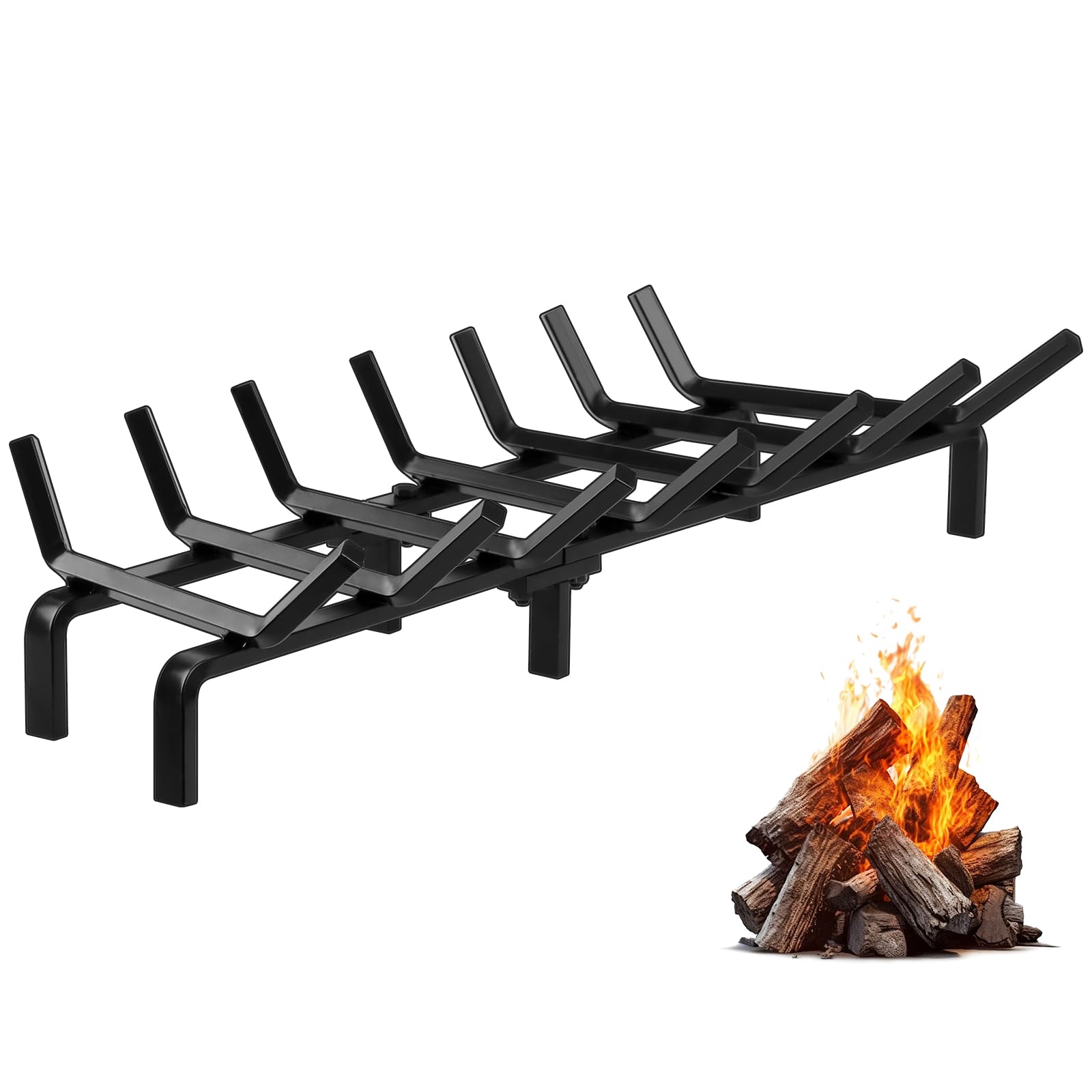 JETRANSPORT Small Fireplace Grate 17 Inch Heavy Duty Log Holder 1/2 ...