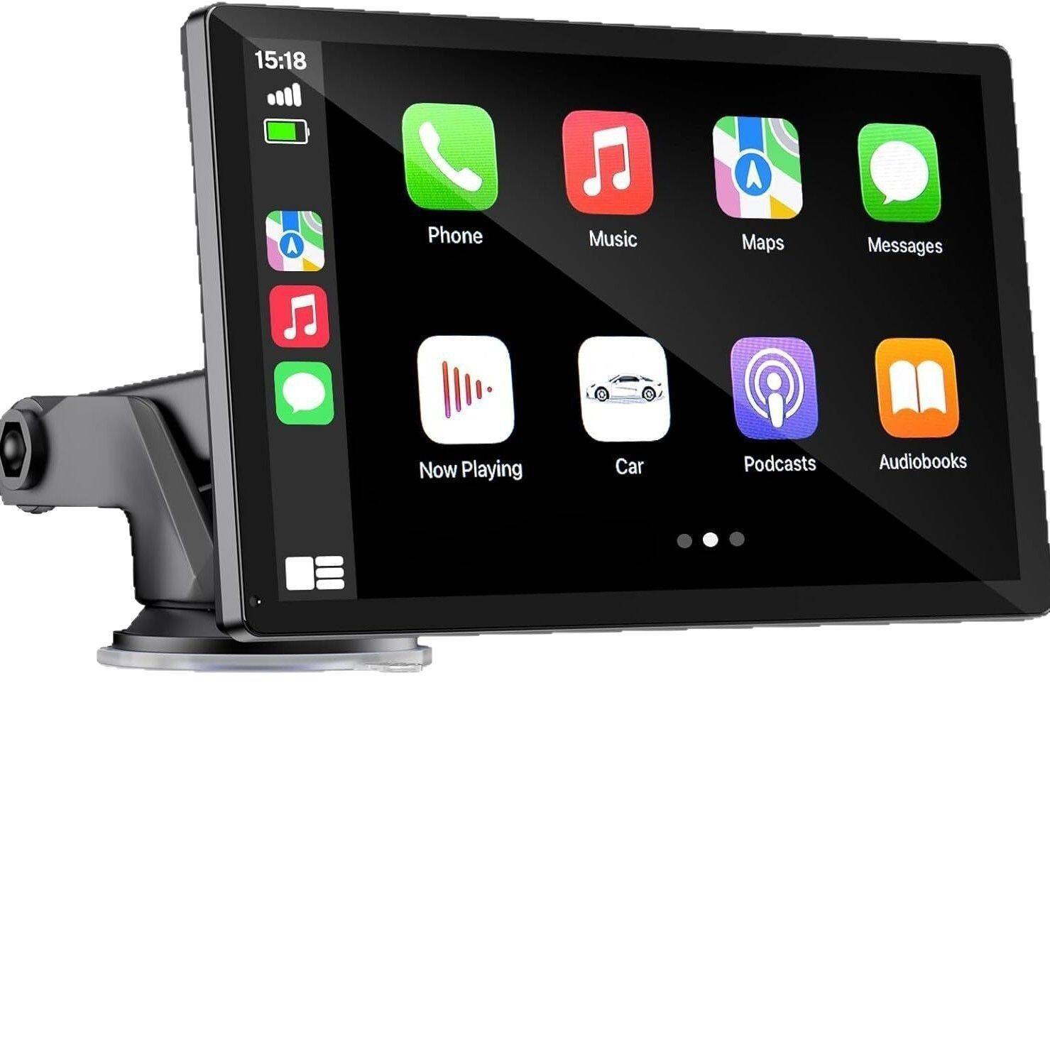 Siljoy 9" Portable Wireless Apple CarPlay/Android Auto Car Stereo: 4K ...