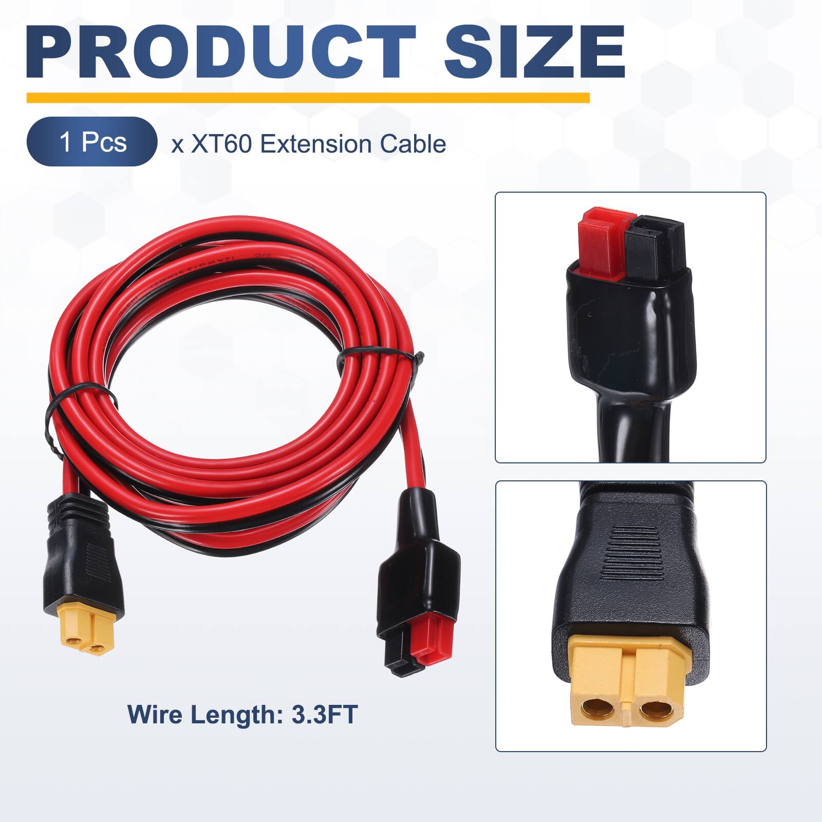 Unique Bargains 300VDC XT60 Extension Cable, XT60 Female to Battery ...