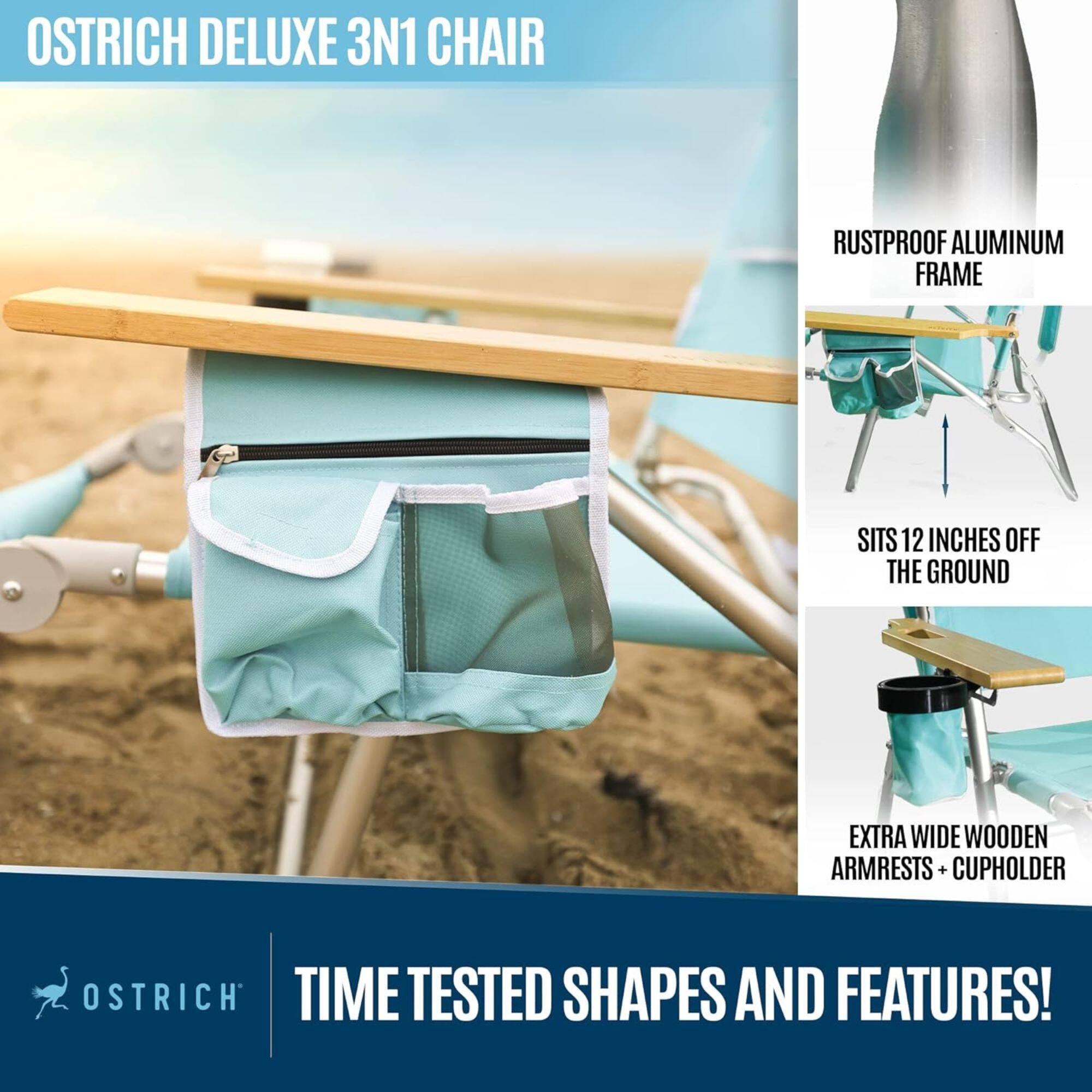 Ostrich Deluxe 3N1 Lightweight Outdoor Lawn Beach Lounge Chair w ...