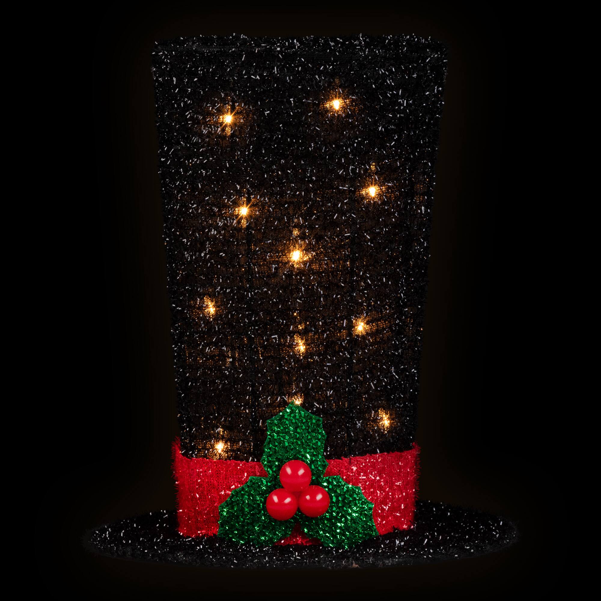 Northlight 9.25" Lighted Tinsel Top Hat Christmas Tree Topper, Clear ...