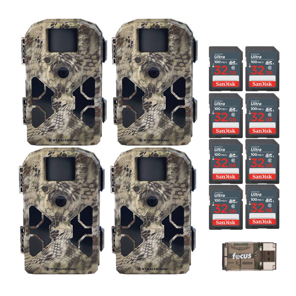Stealth Cam 2022 G42NG 32MP No Glow Trail Cameras, Kryptek, & Cards Kit ...
