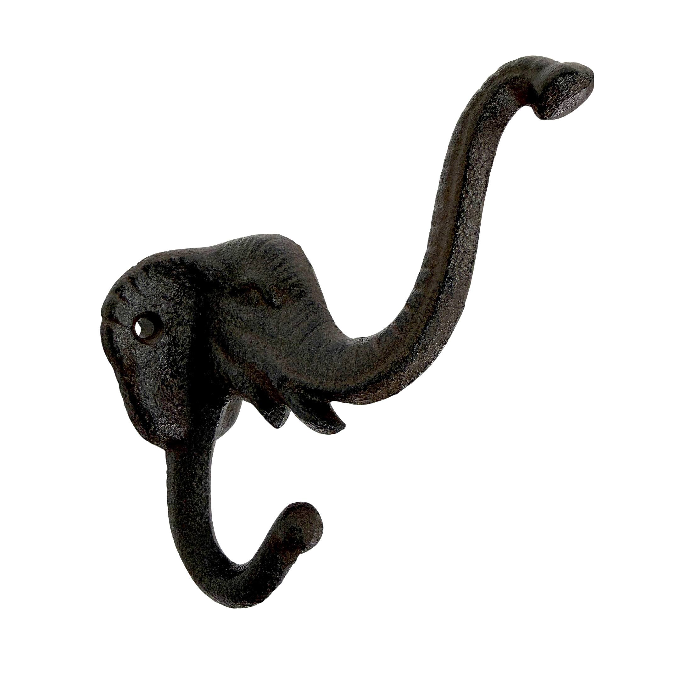 Things2Die4 Set of 4 Elephant Wall Hooks Rustic Cast Iron 5 in ...