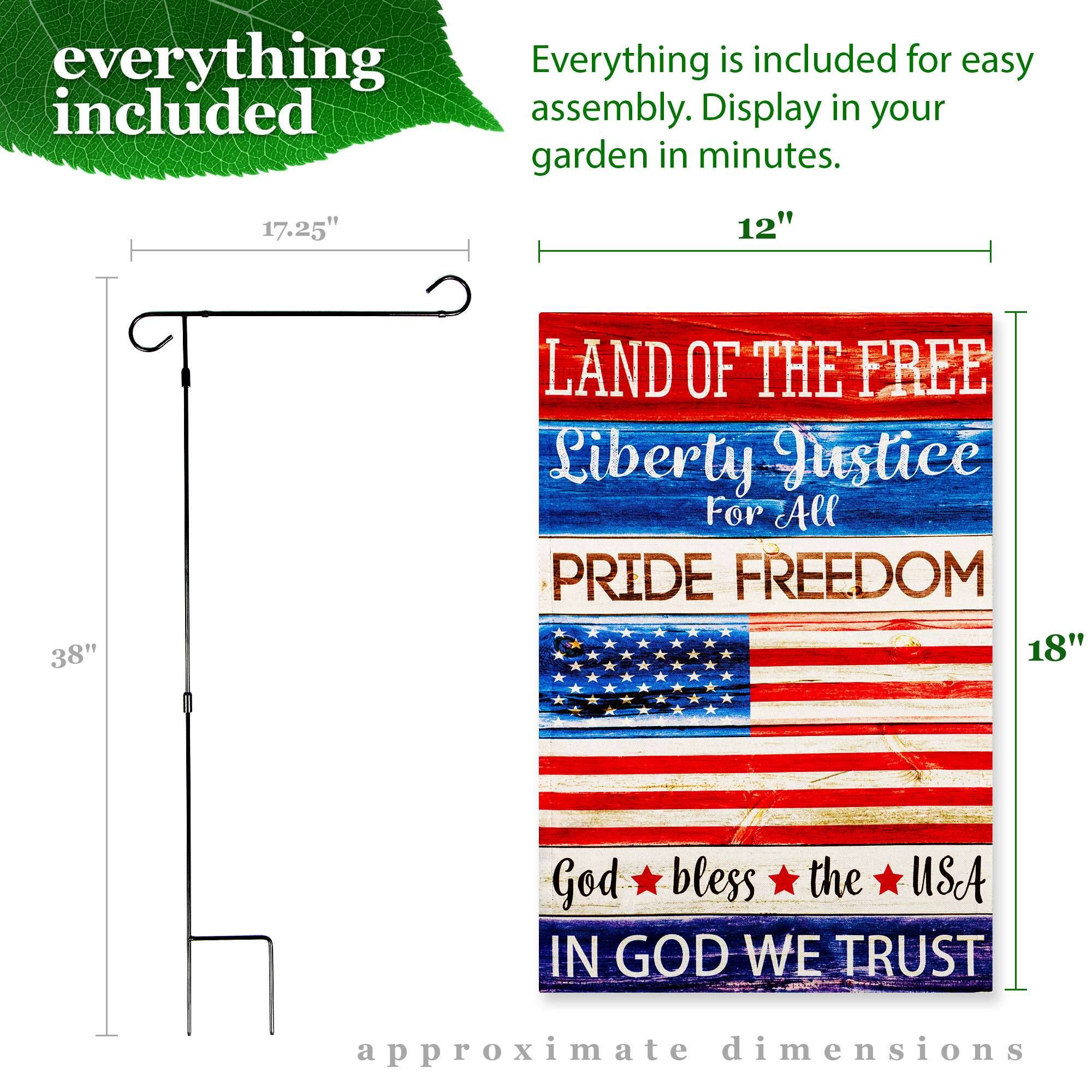 G128 Combo Pack: Garden Flag Stand 36 x 16 in & 12 x 18 in Double Sided ...