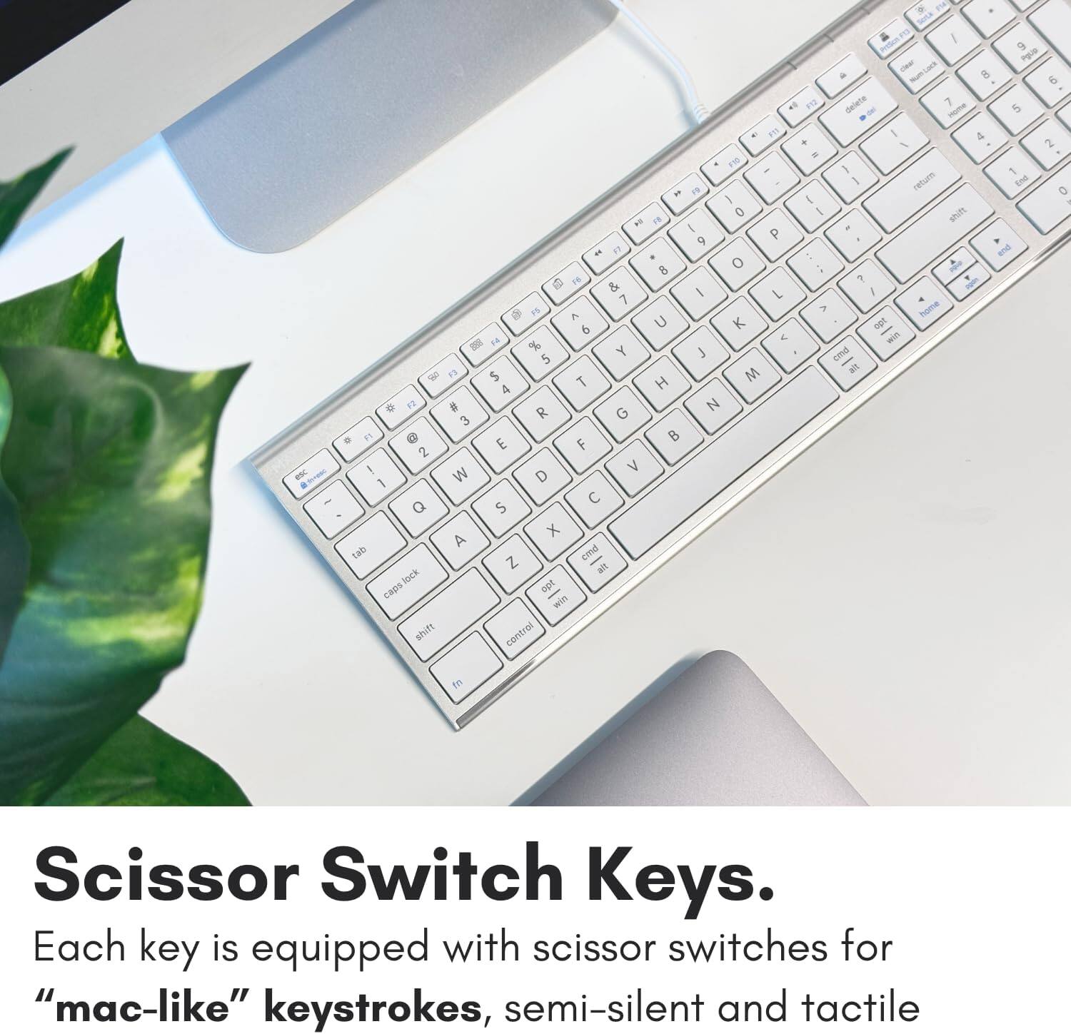 Macally Wired Keyboard for Mac, Compatible Apple Keyboard with Numeric Keypad Slim, Space Saving ...