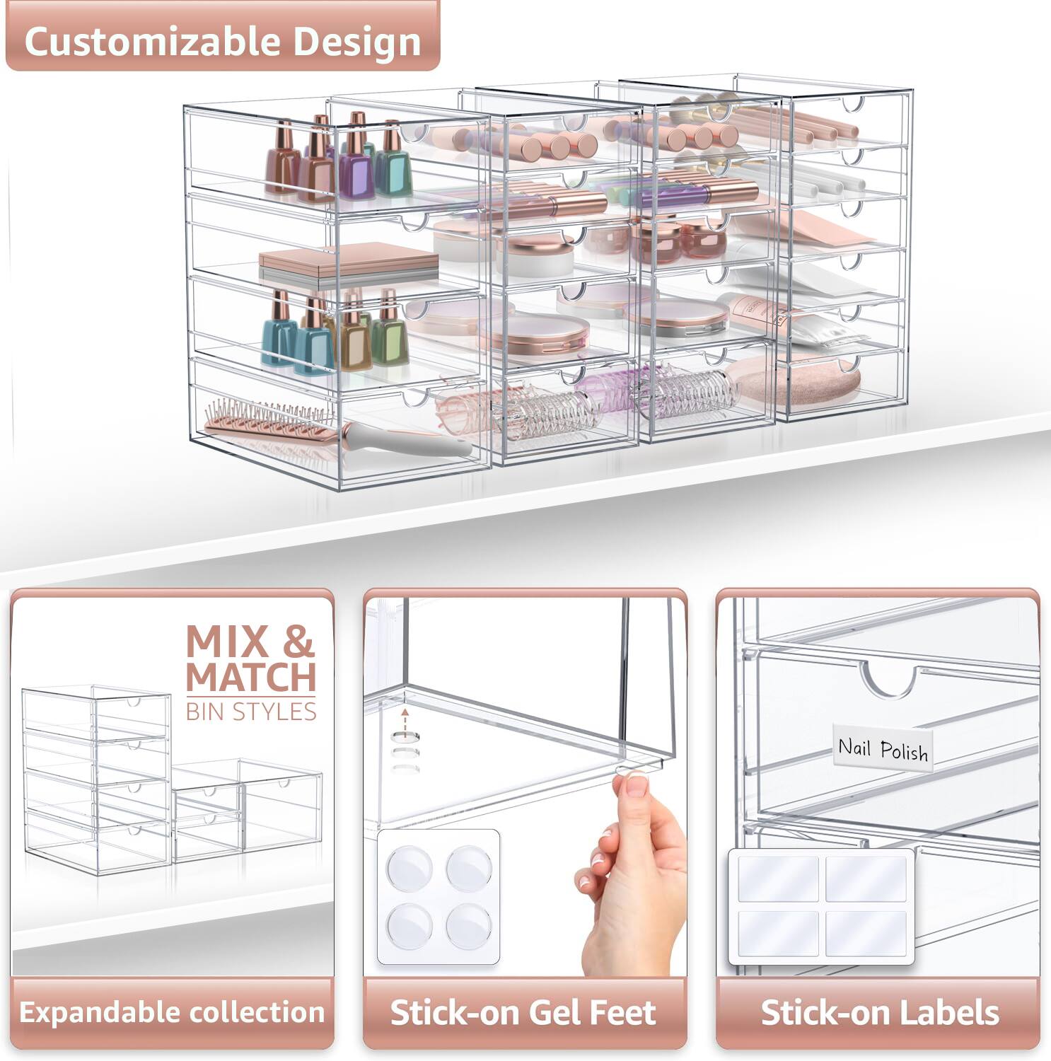 Sorbus 20 Drawers Acrylic Organizer for Makeup, Organization and ...