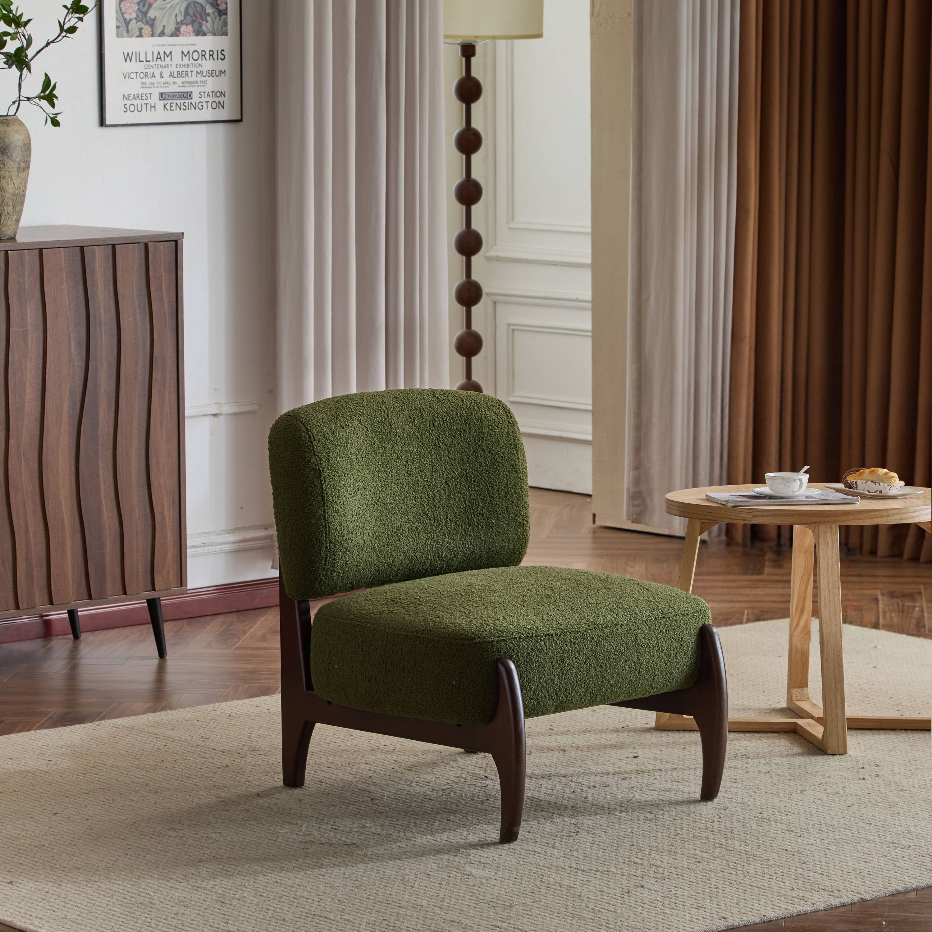 APRILSOUL Modern Boucle Lounge Chair with Solid Wood Frame Soft for ...