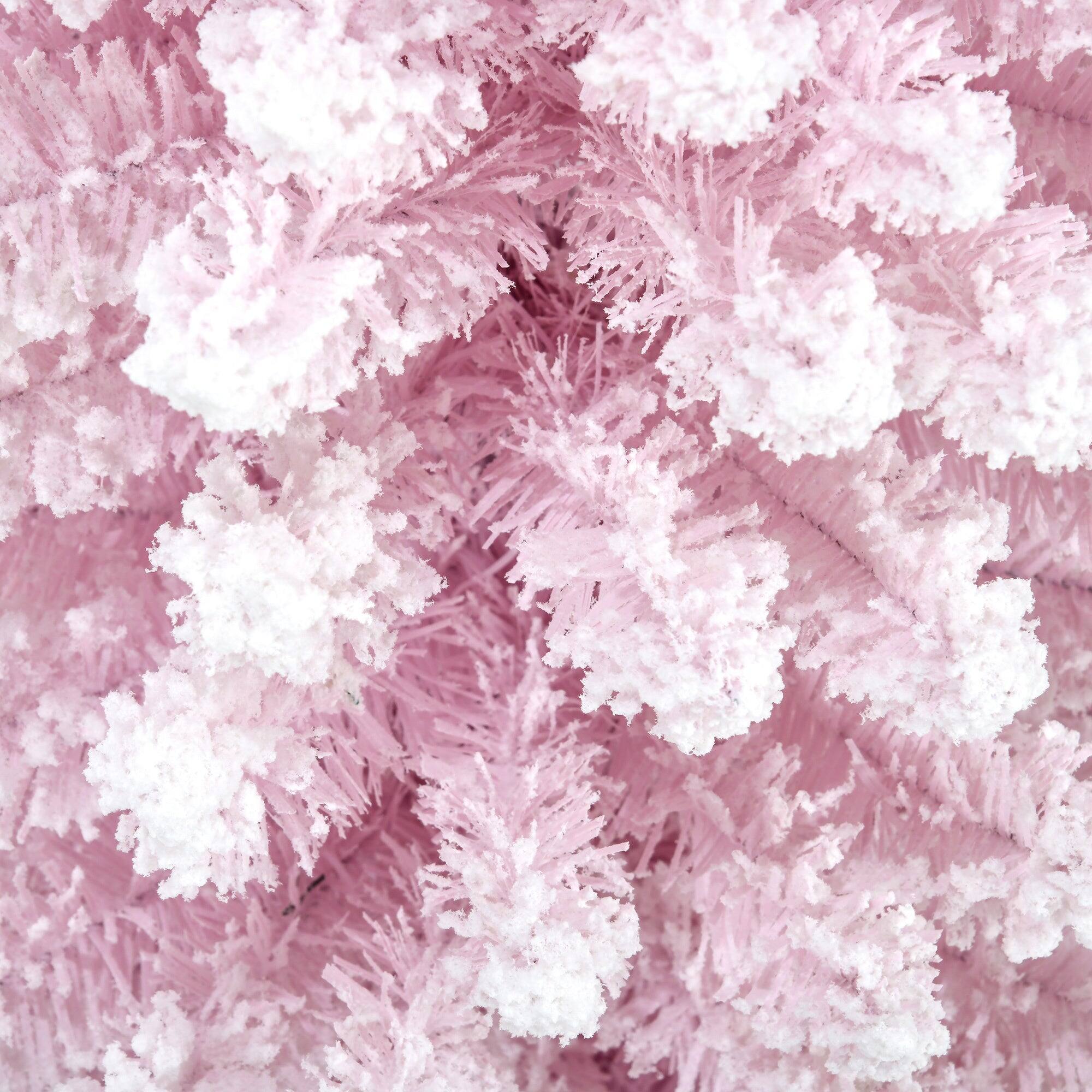 BreeBe 6 ft Snow Flocked Artificial Pencil Christmas Tree Pink ...