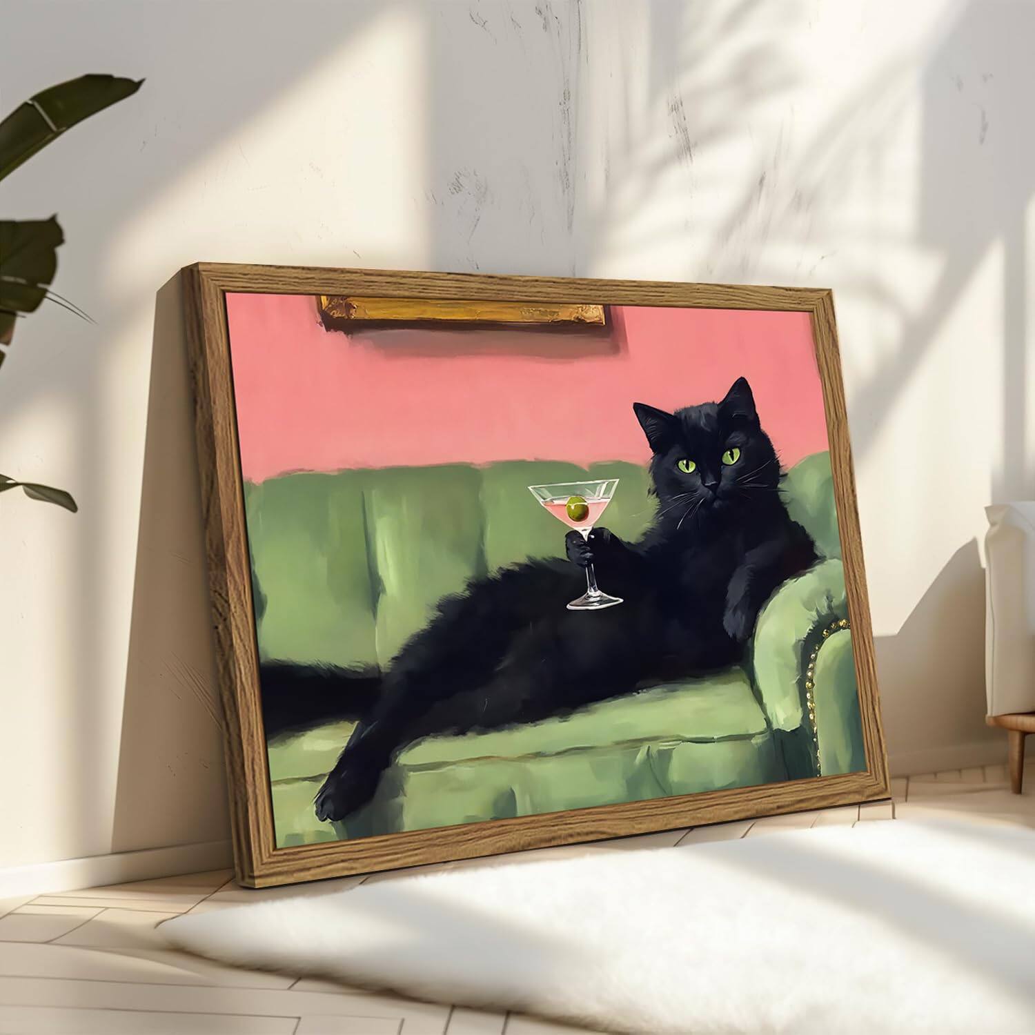 Hirose Alice Funny Cat Martini Wall Art Bar Cart Decor Eclectic ...