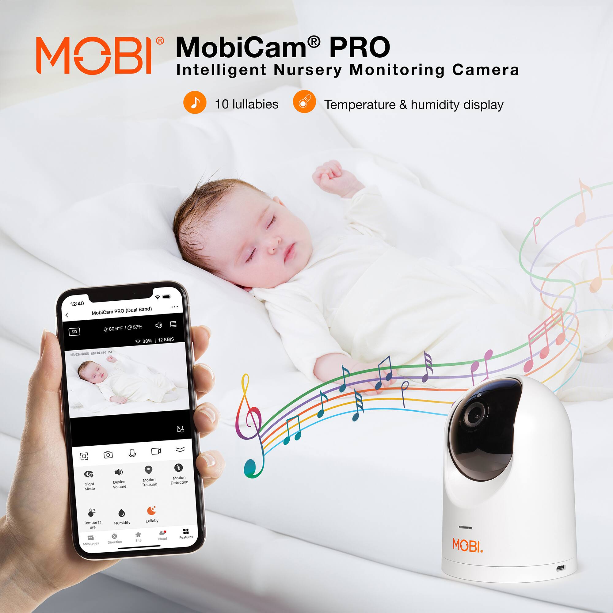 MOBI Cam PRO Intelligent Baby & Nursery Monitoring Indoor Pan, Tilt ...