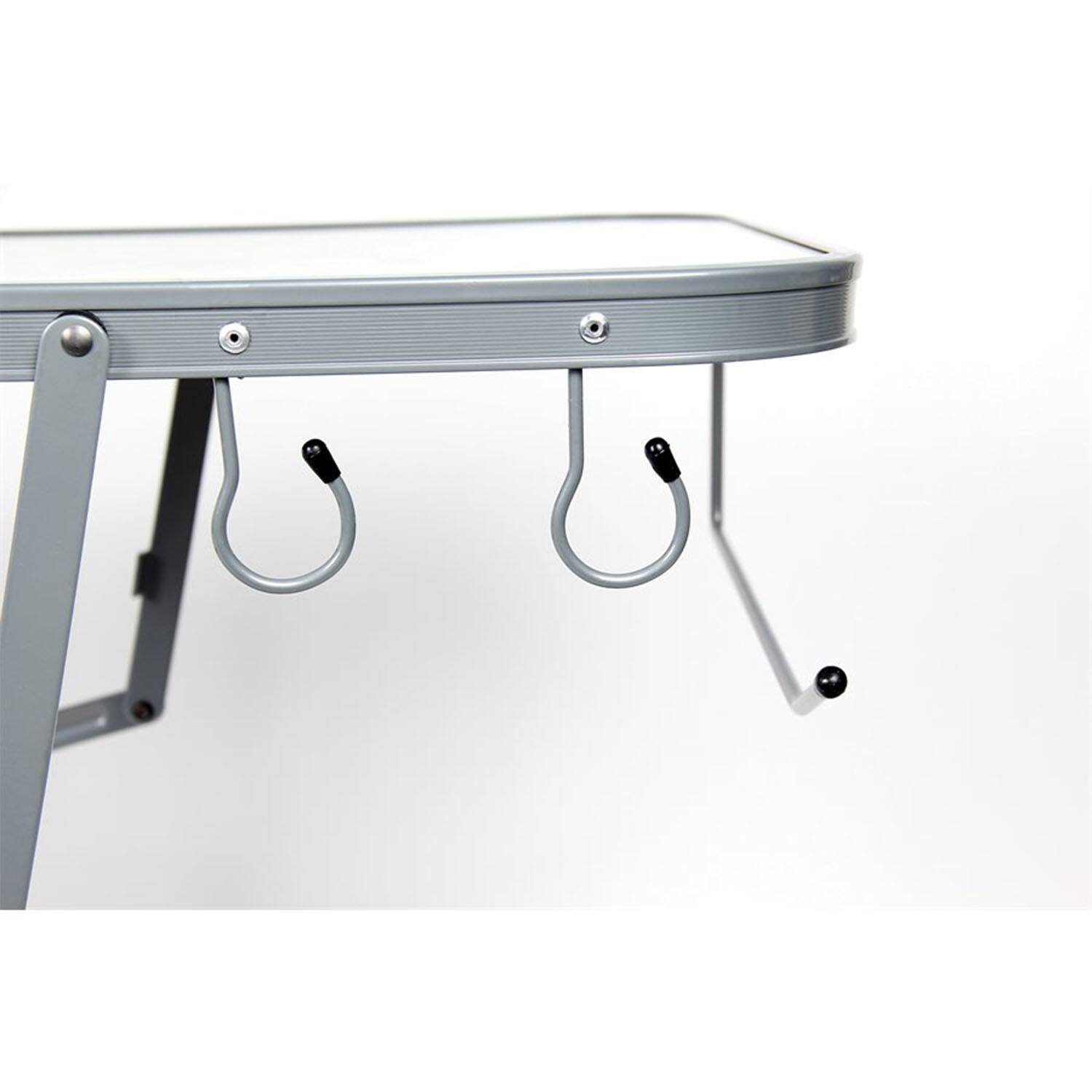 Camco Deluxe Folding Outdoor Steel Grill Table with Side Tables, Hooks ...