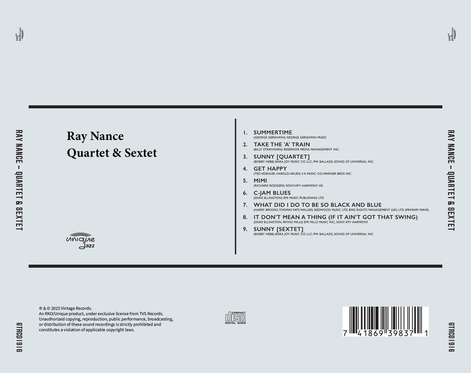 Ray Nance Quartet & Sextet COMPACT DISCS [CD] - Best Buy