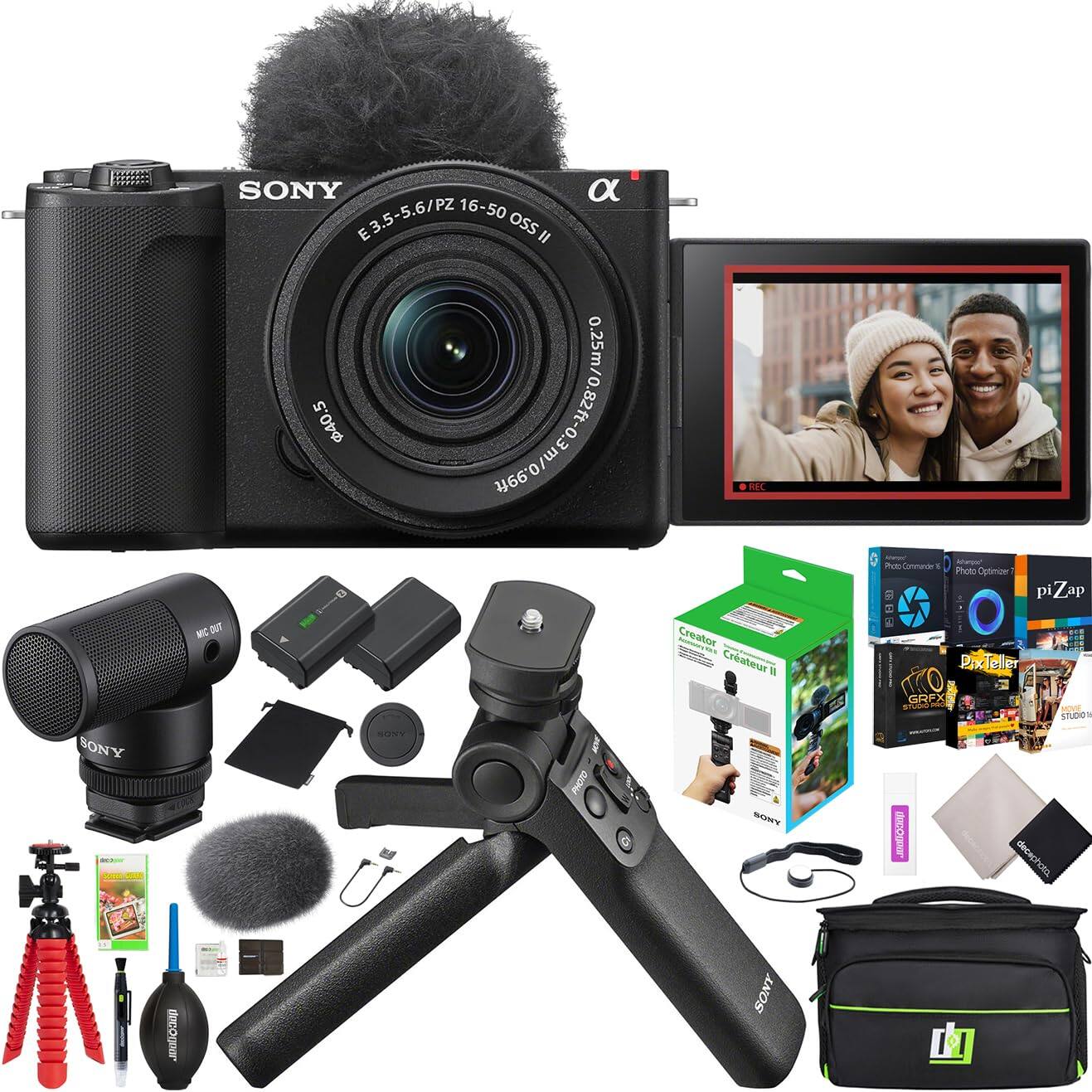 Sony ZV E10 II Mirrorless Camera Black + 16 50mm Lens + ACCVC2 Vlogger ...