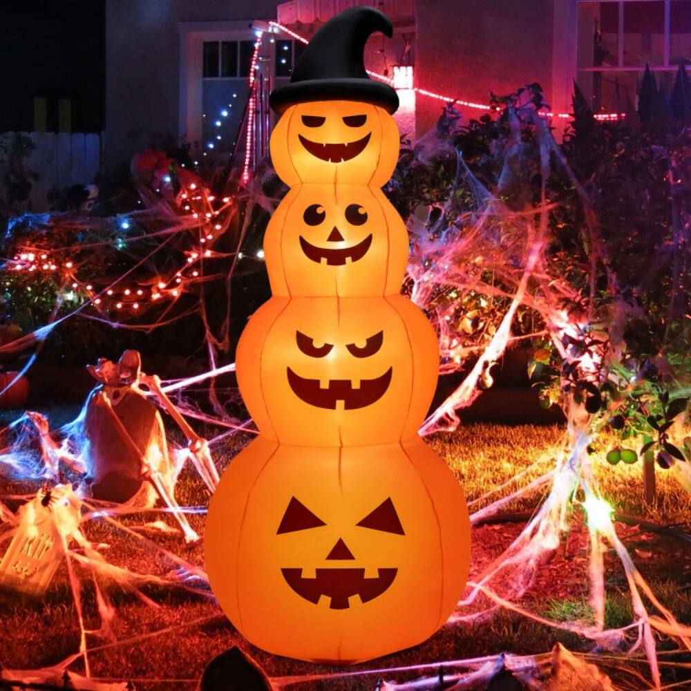 Boyel Living 8ft Stacked Pumpkins Inflatable with Built in LED Lights ...
