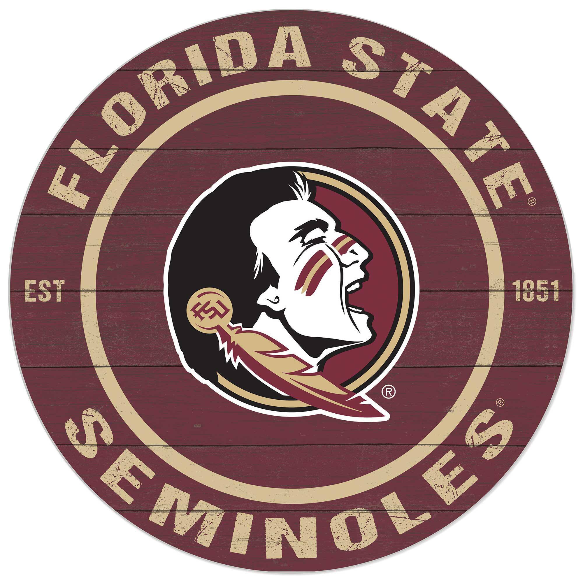 Jardine Florida State Seminoles 20'' x 20'' Indoor/Outdoor Circle Sign ...