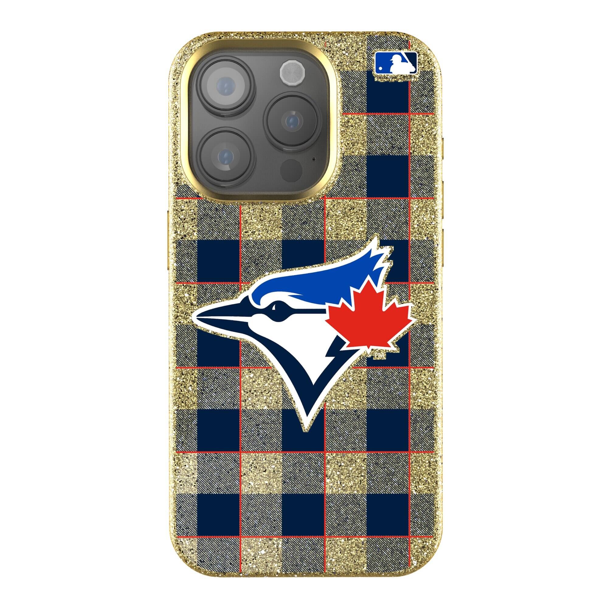 Keyscaper MLB Toronto Blue Jays Plaid Bling iPhone Case 14 Gold ...
